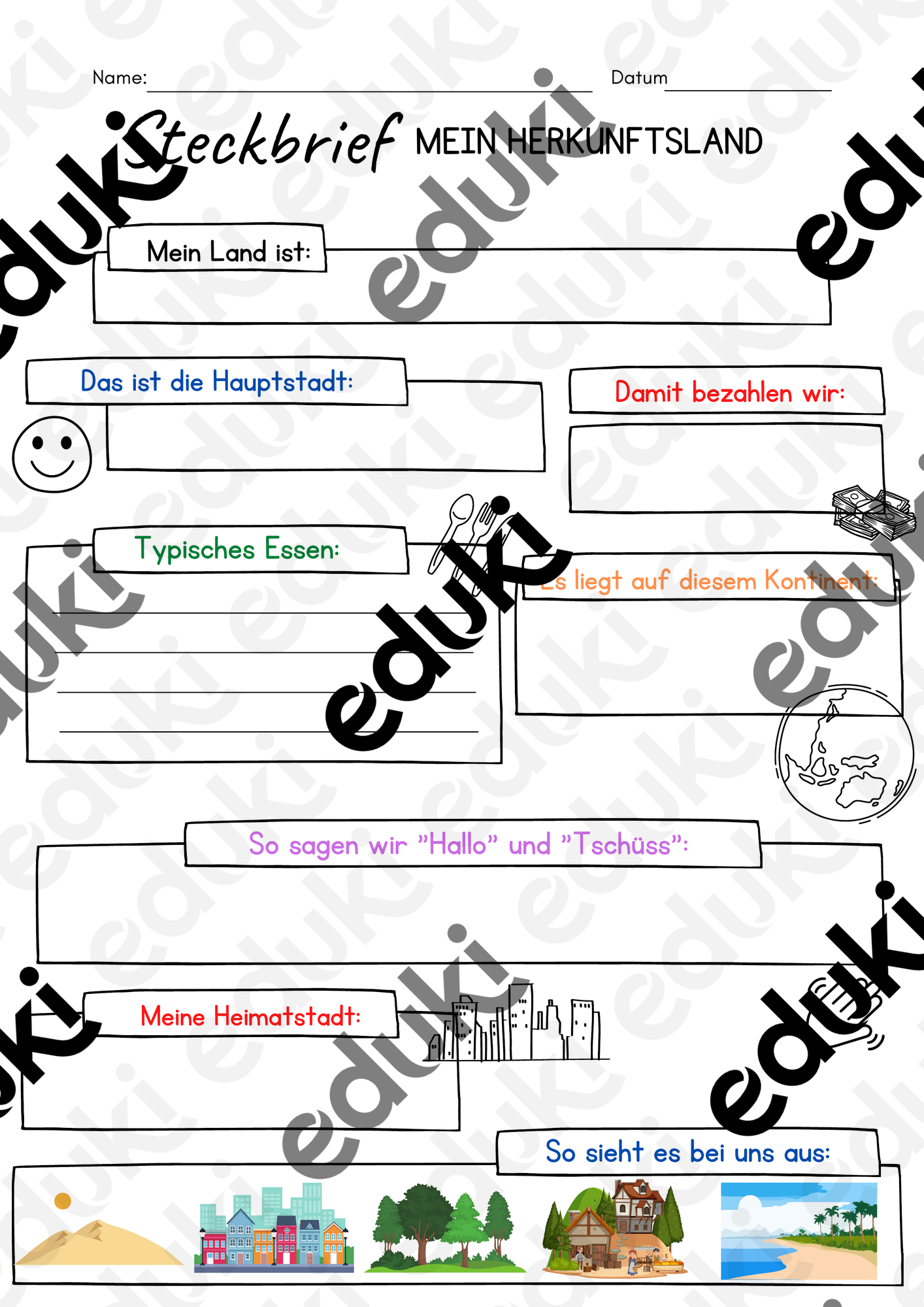 Steckbrief Herkunftsland – Unterrichtsmaterial im Fach DaZ/DaF