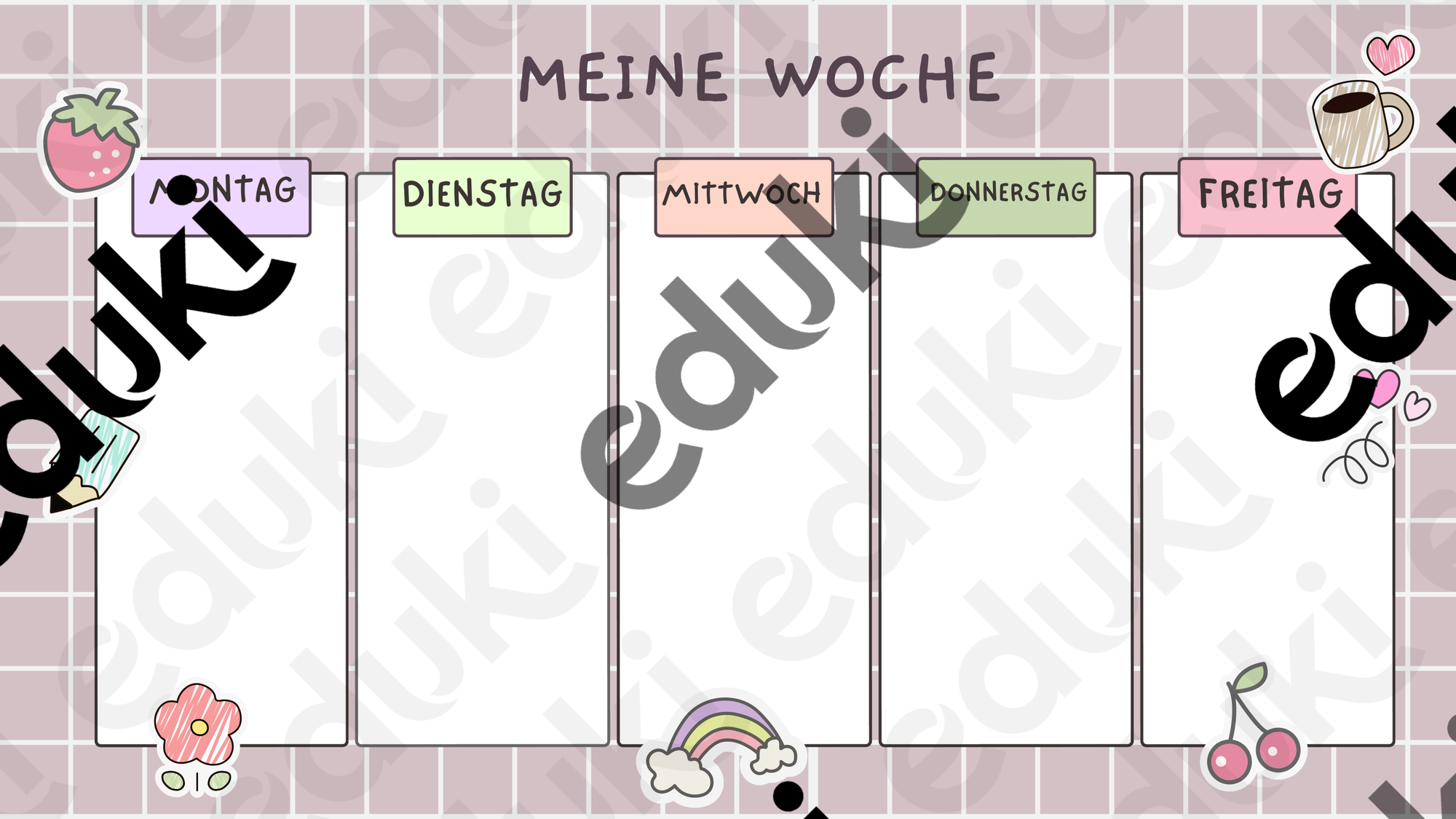 meine Woche Stundenplan – Unterrichtsmaterial im Fach DaZ/DaF