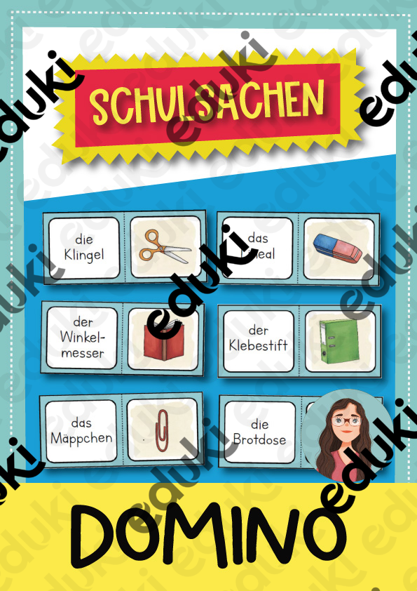 Schulsachen Domino Spiel - Grundschule / DaZ – Unterrichtsmaterial in ...