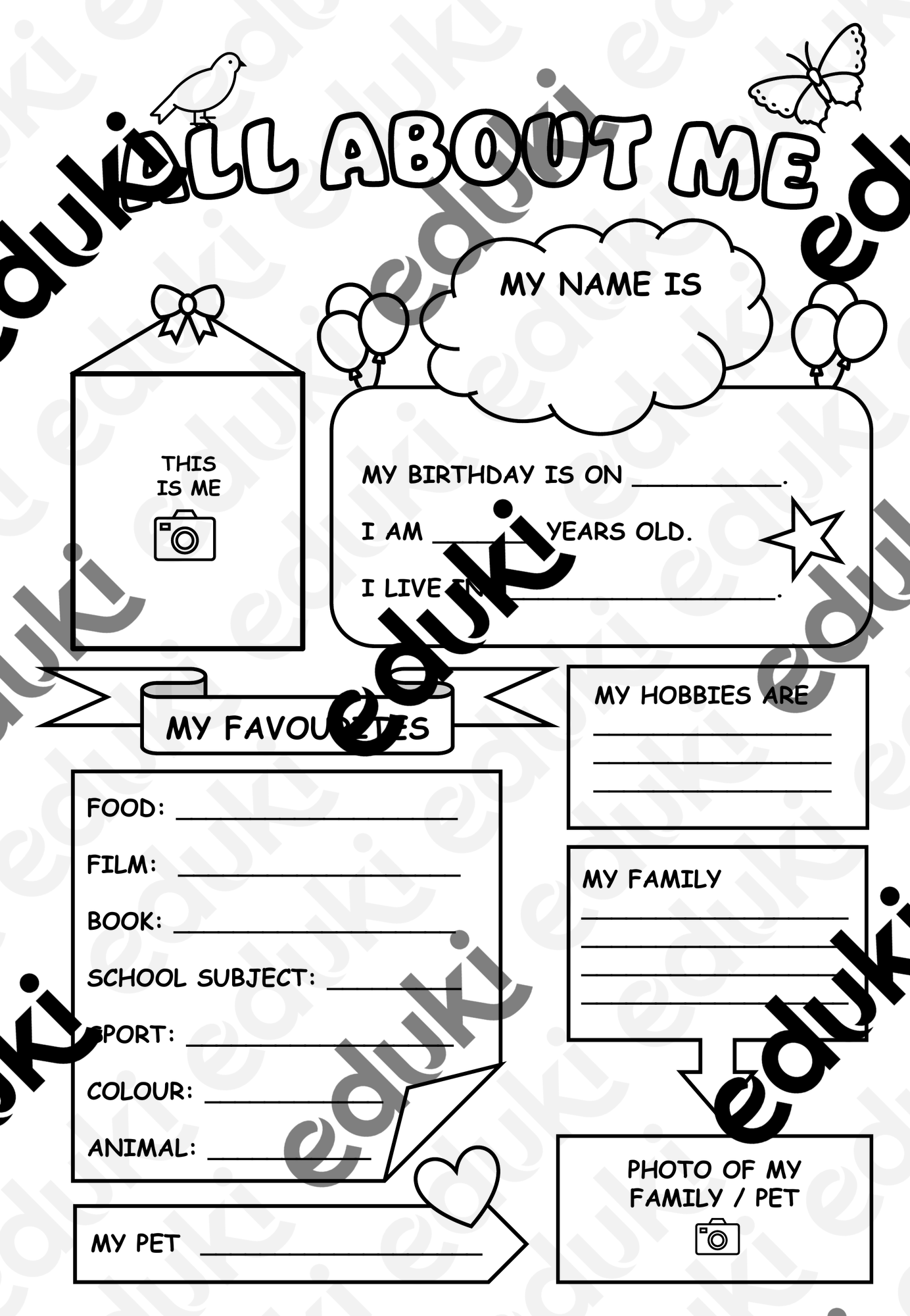 All about me - Introduce Yourself - Steckbrief – Unterrichtsmaterial im ...
