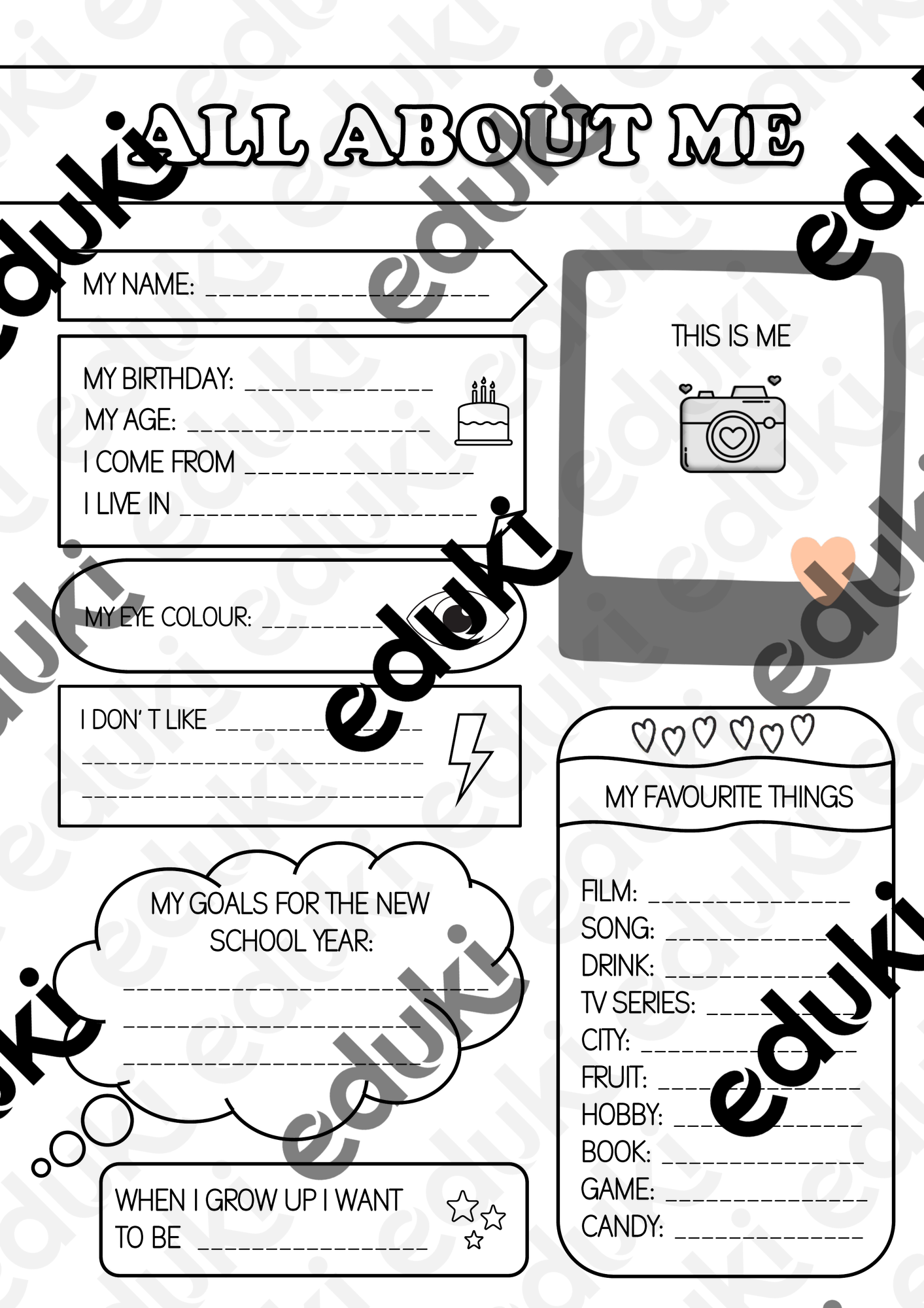 All about me 2 - Introduce Yourself - Steckbrief – Unterrichtsmaterial ...