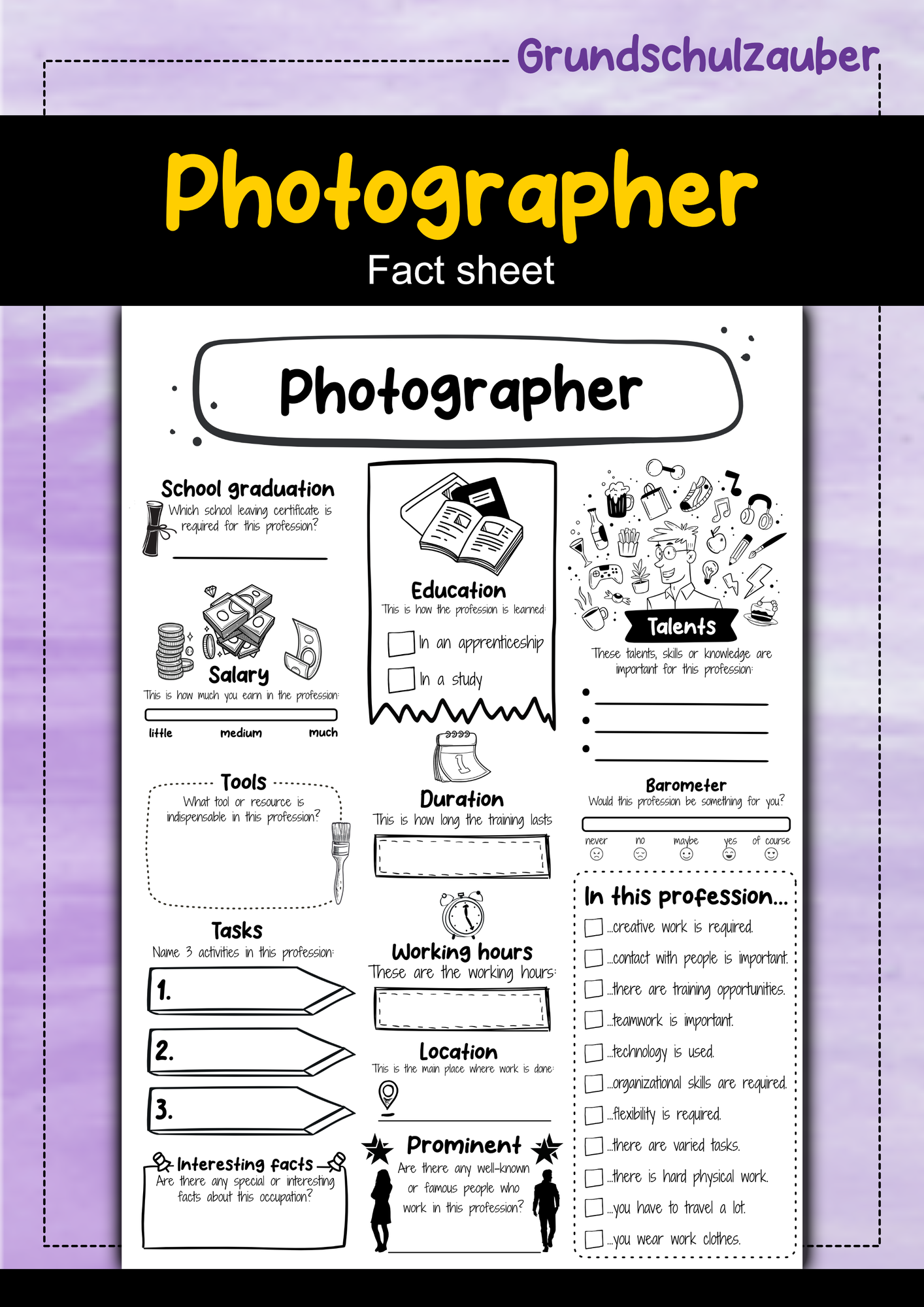 Photographer profile fact sheet (English) – Unterrichtsmaterial im Fach ...