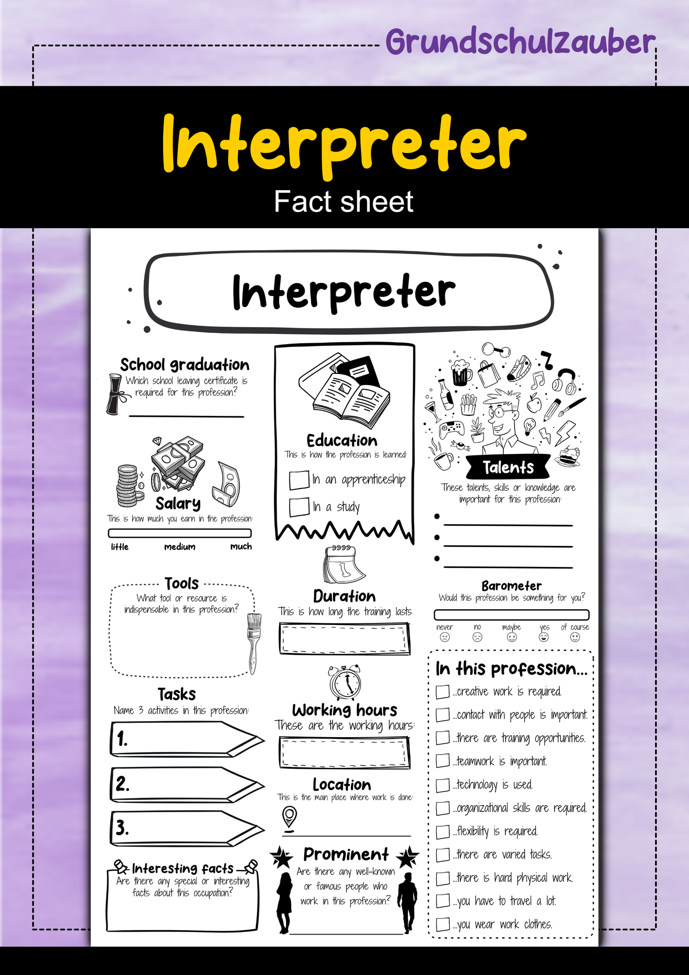 Interpreter profile fact sheet (English) – Unterrichtsmaterial im Fach ...