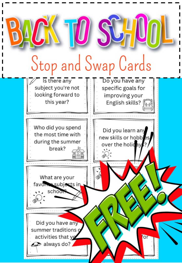 Back to School - Stop & Swap - 32 Conversation Cards ...