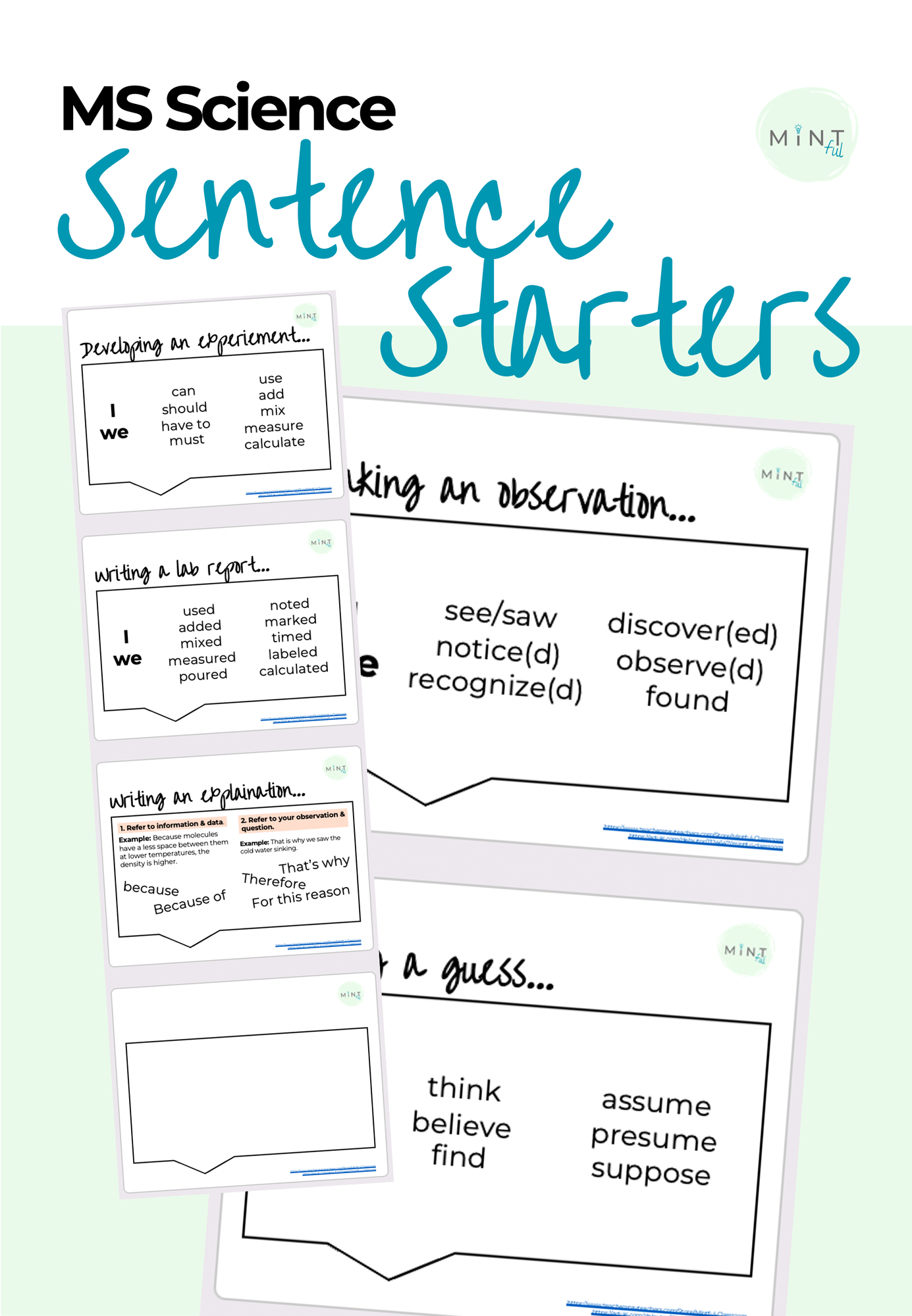 Science Sentence Starters – Unterrichtsmaterial in den Fächern Englisch ...