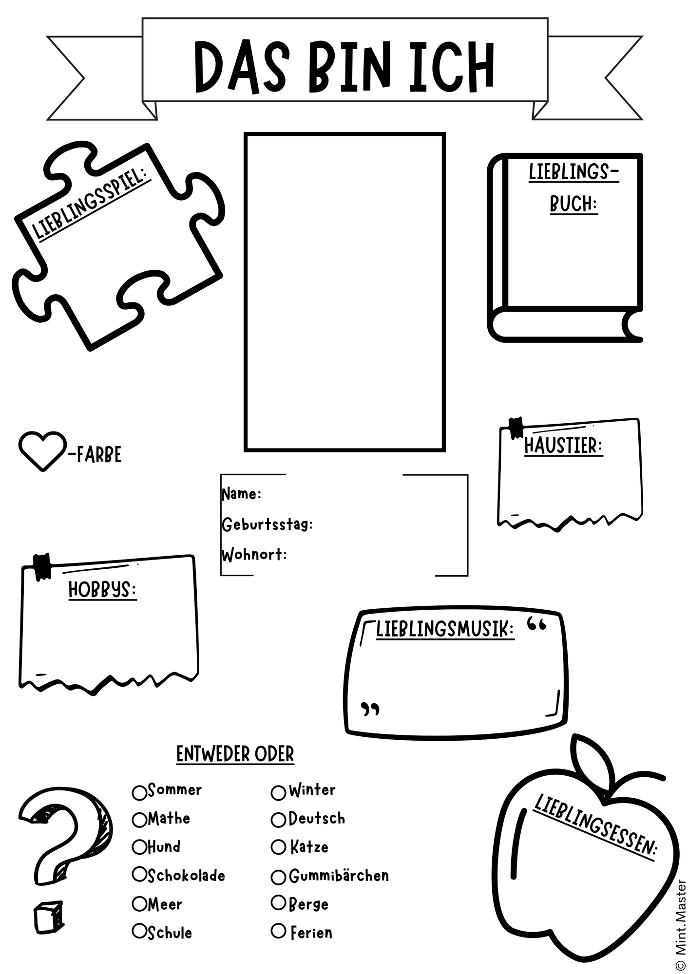 Das bin ich - Steckbrief für Lernende – Unterrichtsmaterial im Fach ...