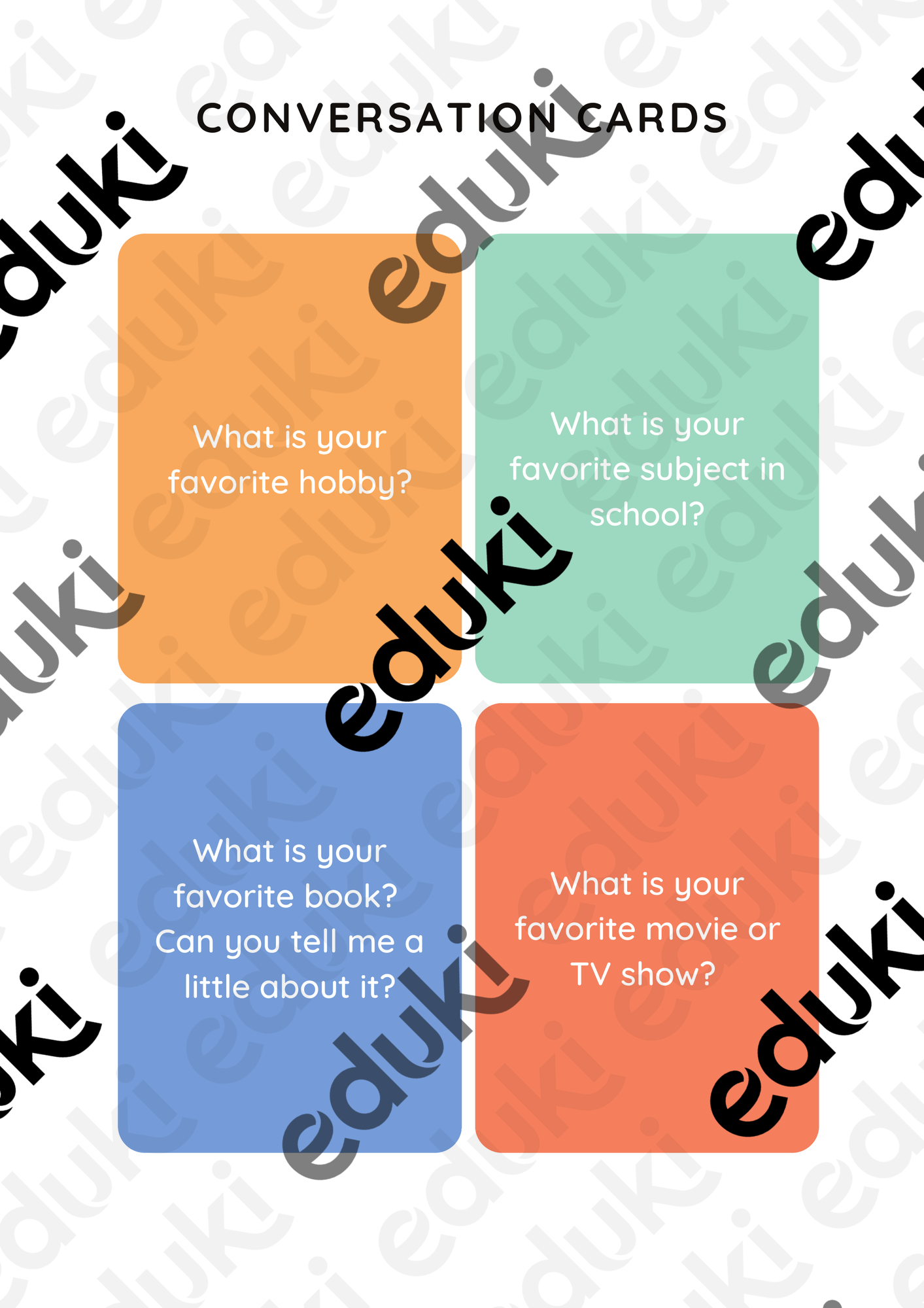 53 English conversation cards - Gesprächskarten – Unterrichtsmaterial ...