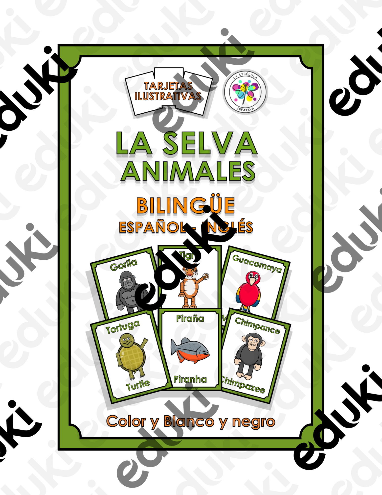 TARJETAS ILUSTRATIVAS SELVA BILINGUES ESPAÑOL INGLES - material ...
