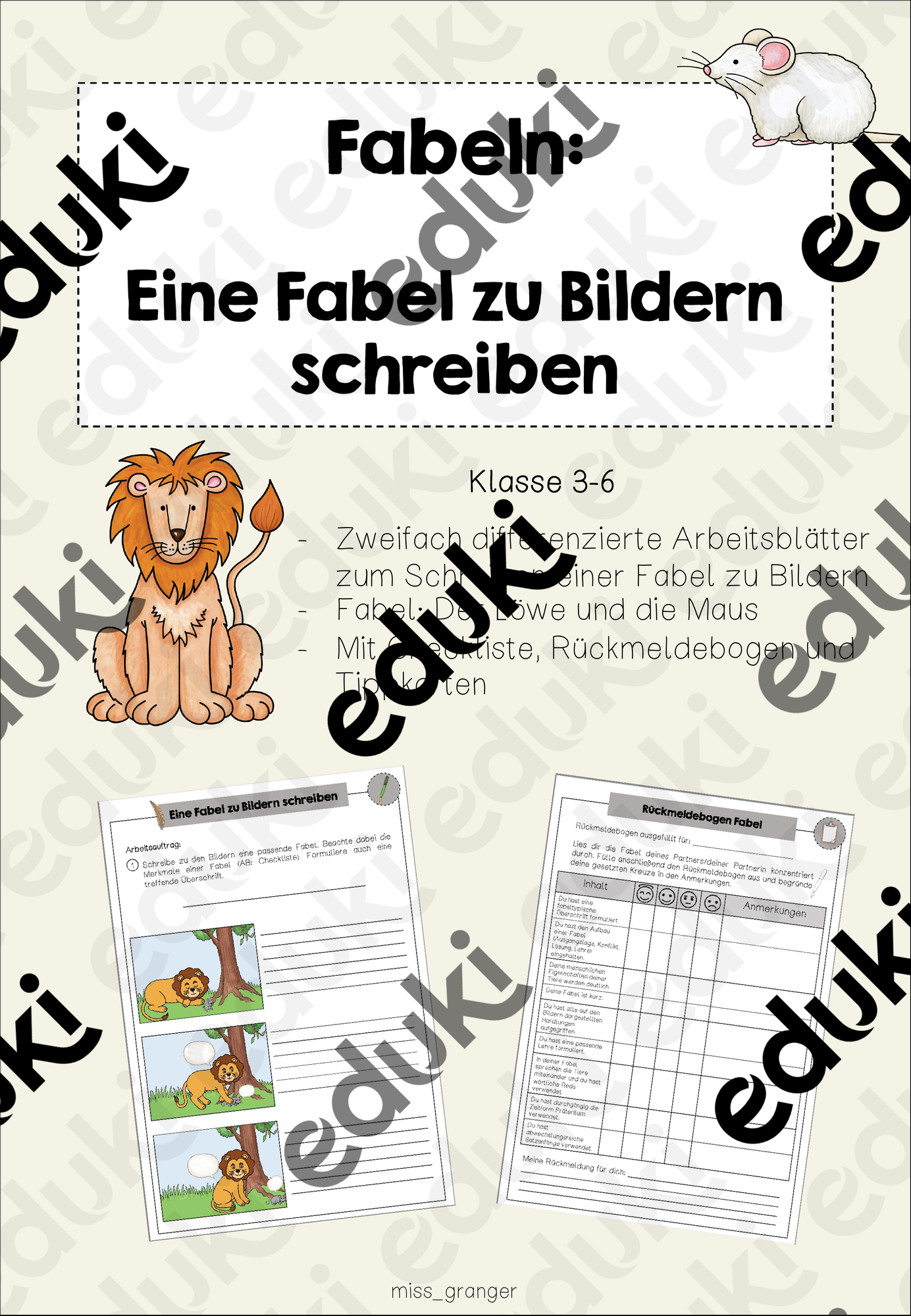 Eine Fabel zu Bildern schreiben - Differenziertes Material ...