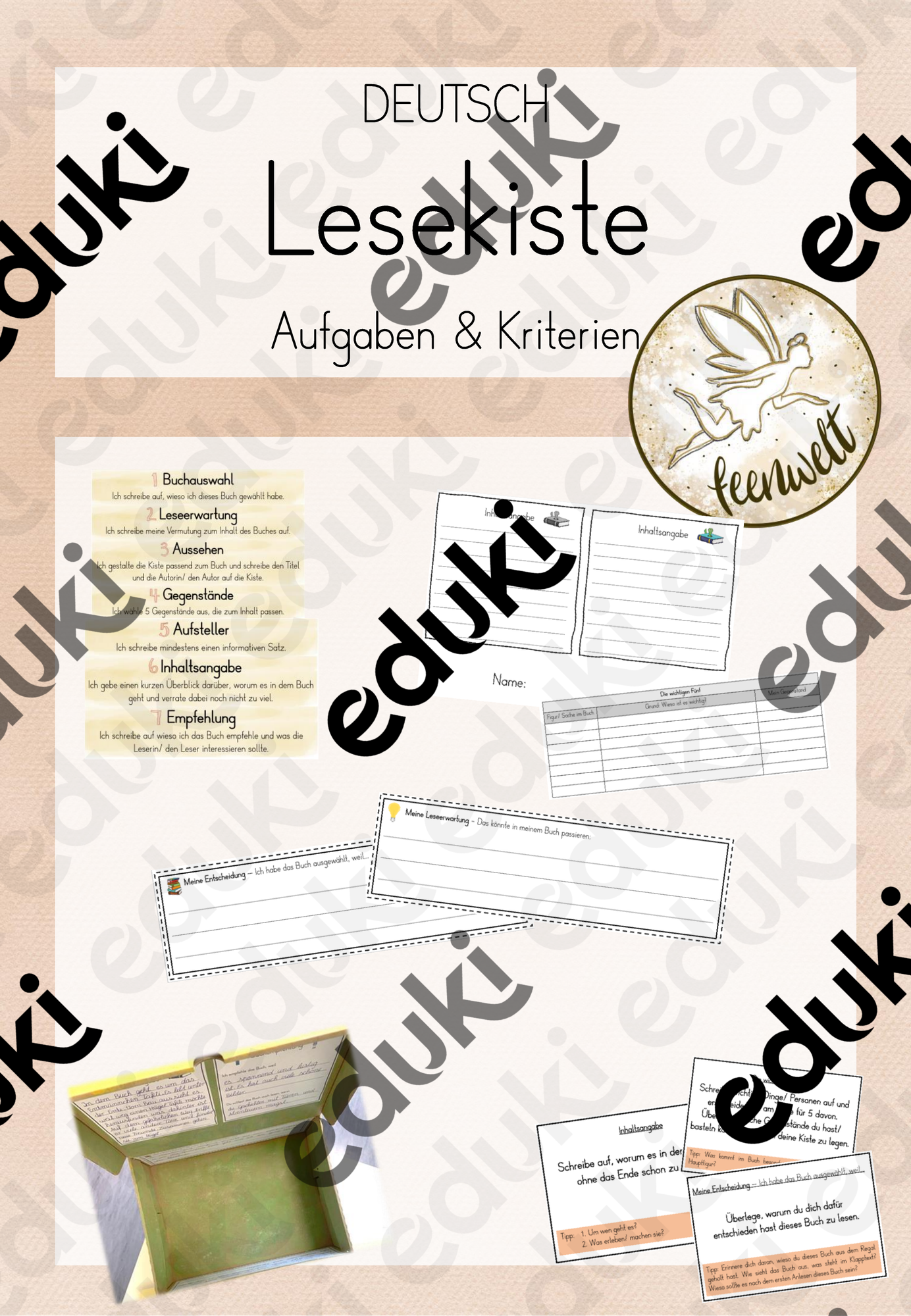 Lesekiste: Kriterien & Aufgaben zum Einkleben mit Erklärung ...