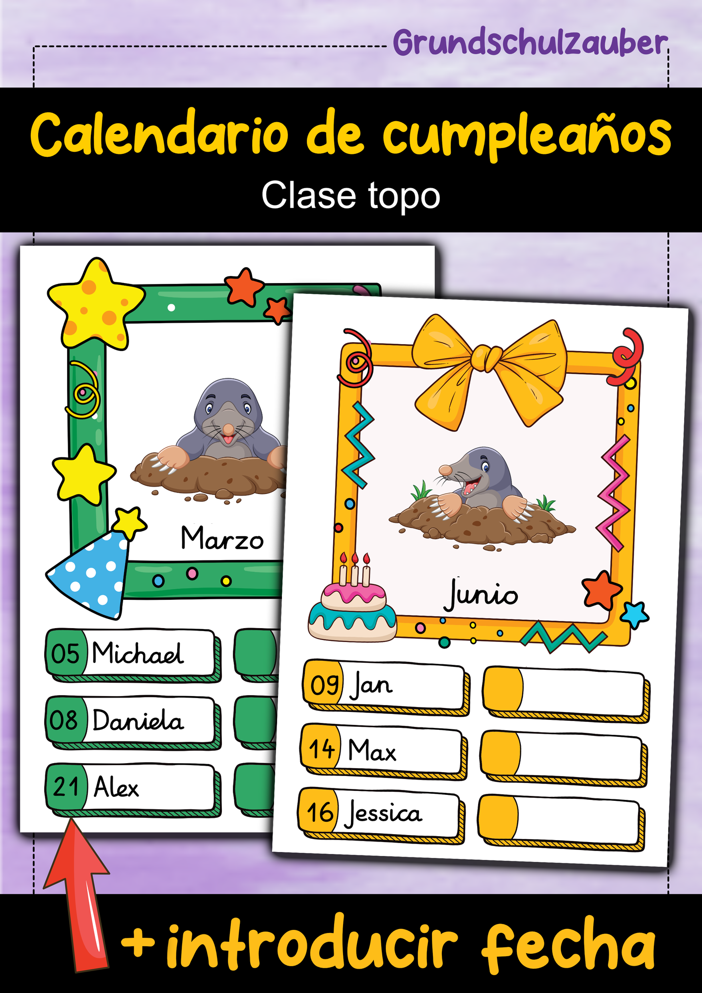 Calendario de cumpleaños - Clase topo (Español) – Unterrichtsmaterial ...
