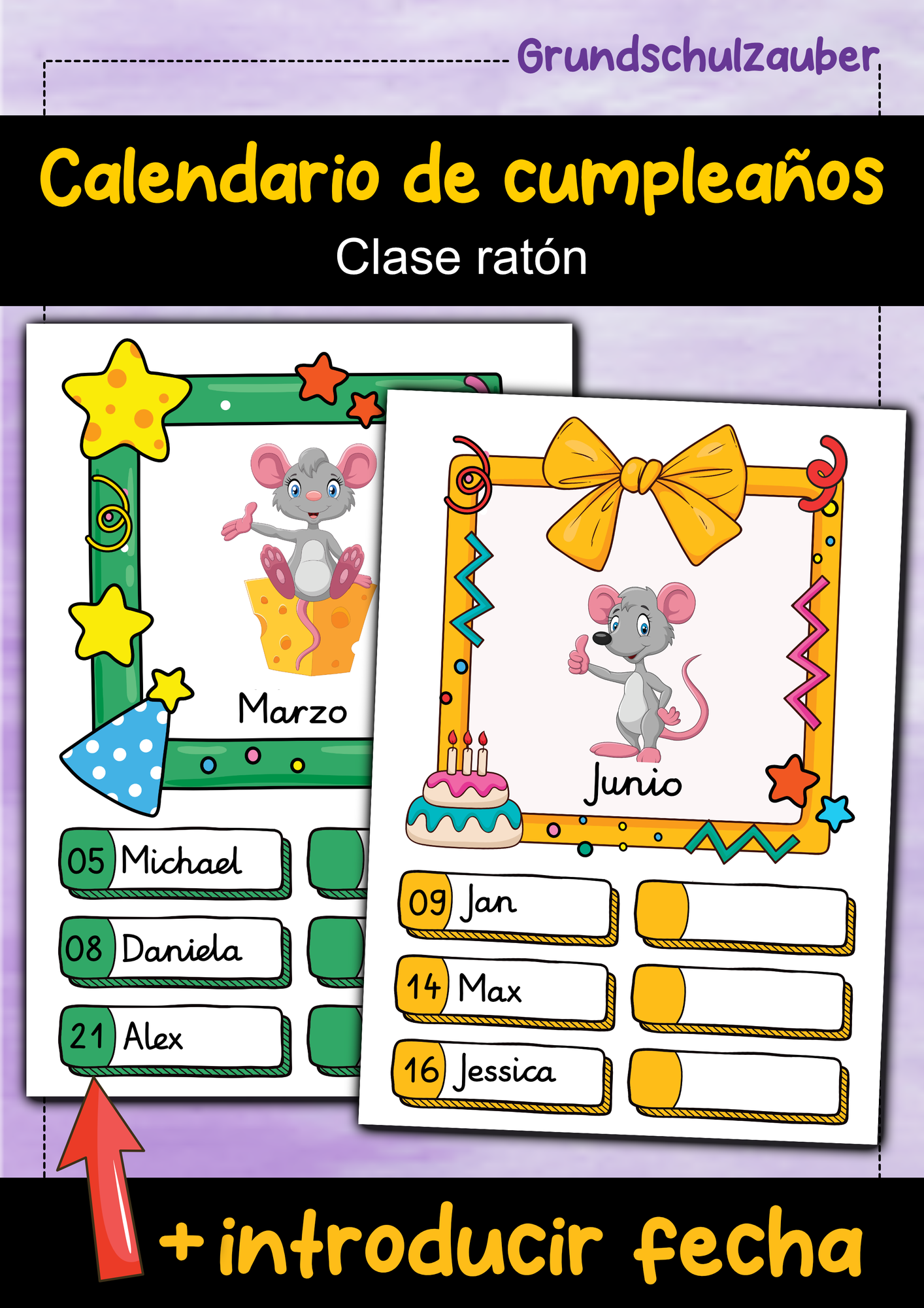 Calendario de cumpleaños - Clase ratón (Español) – Unterrichtsmaterial ...