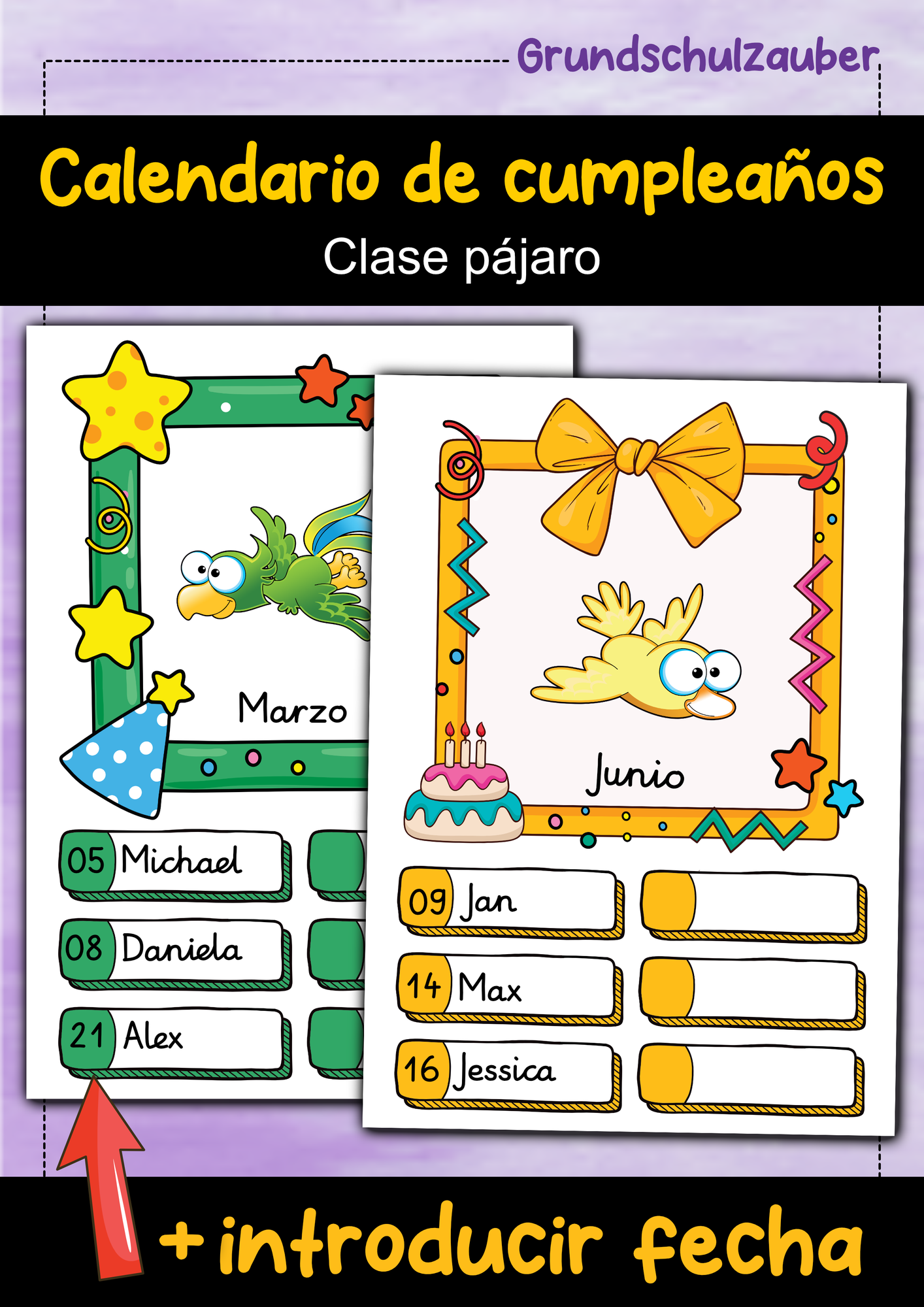 Calendario de cumpleaños - Clase pájaro (Español) – Unterrichtsmaterial ...