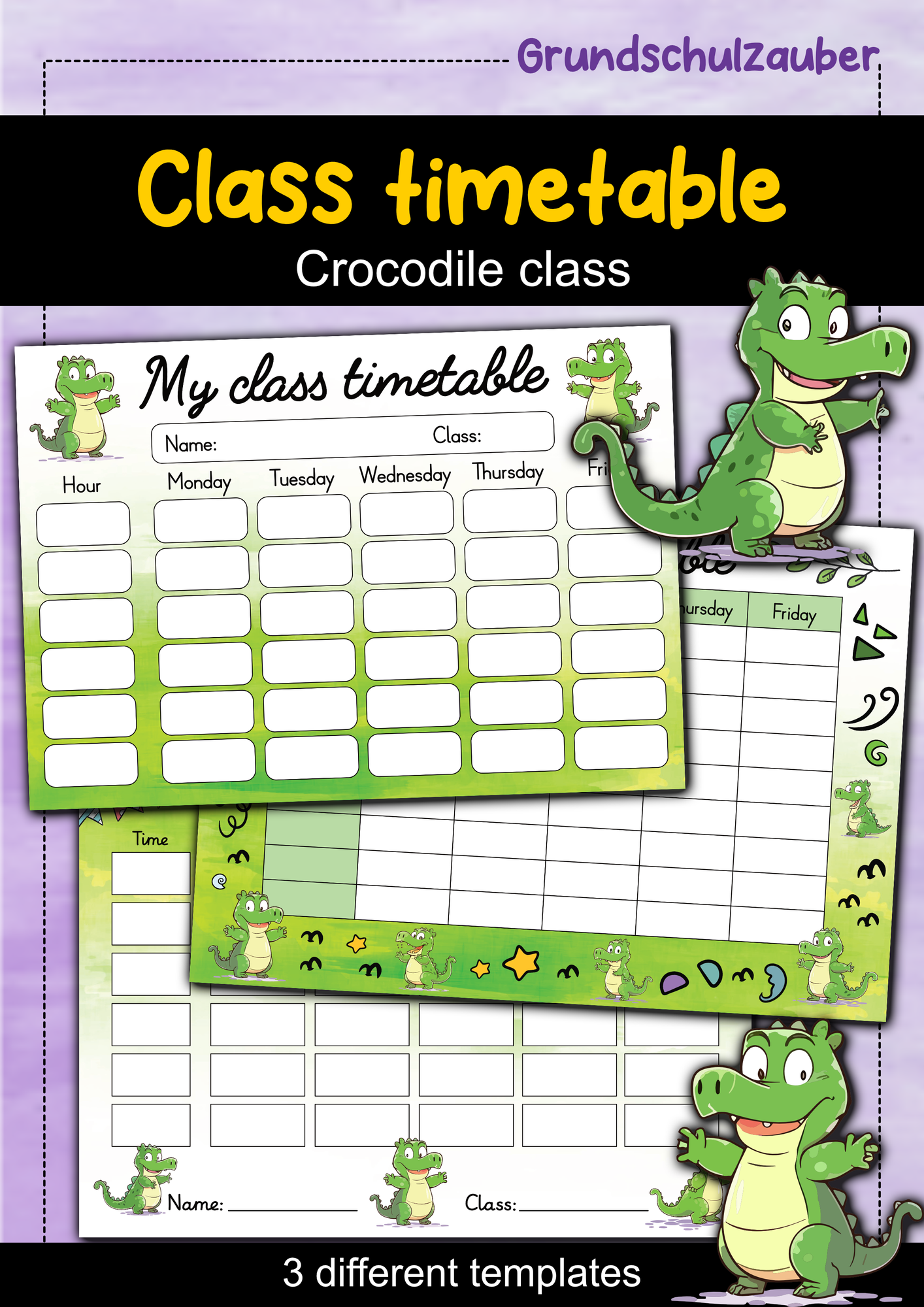 Crocodile timetable for crocodile class - 3 different templates ...