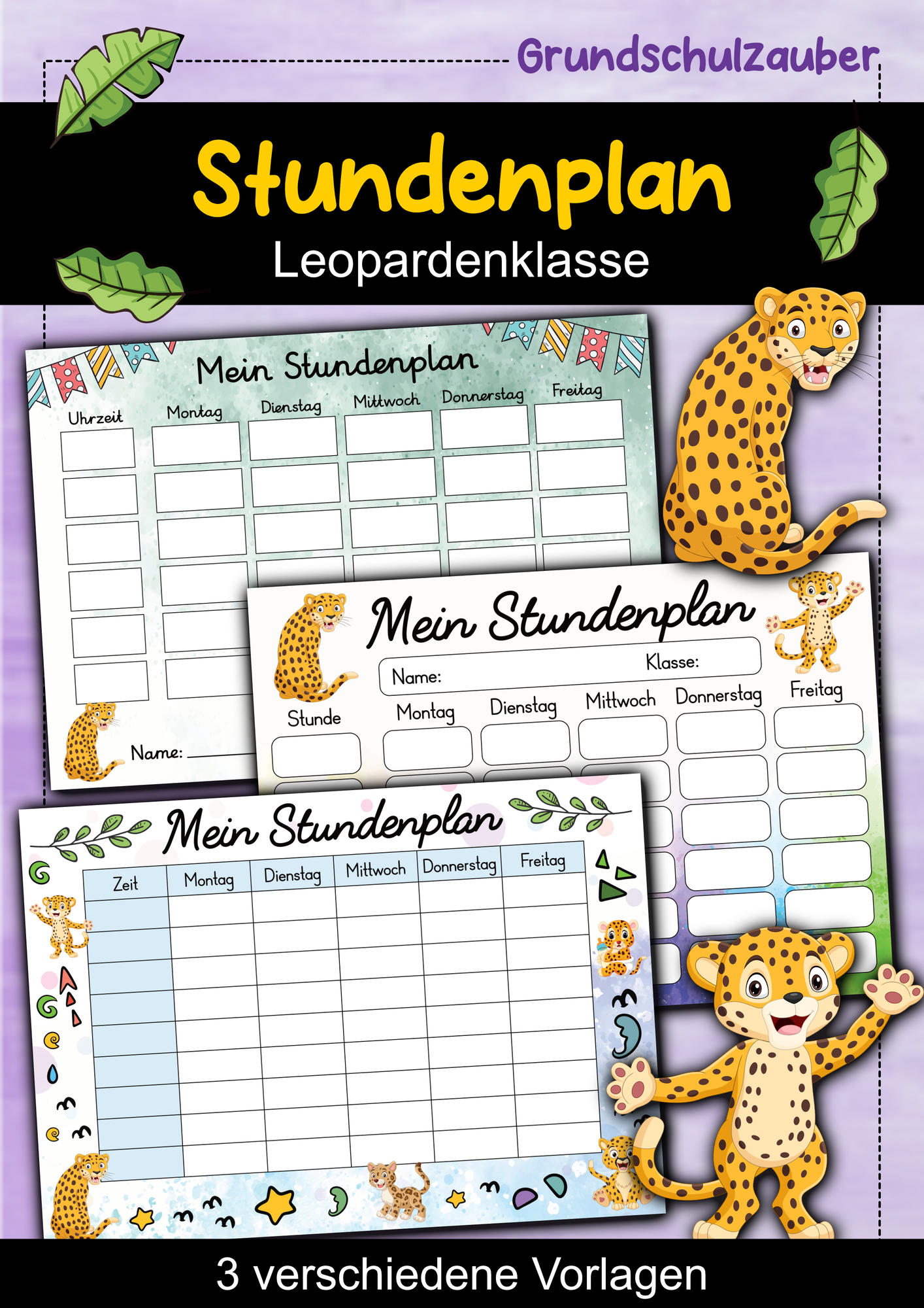 Leopard Stundenplan für die Leopardenklasse - 3 Vorlagen ...