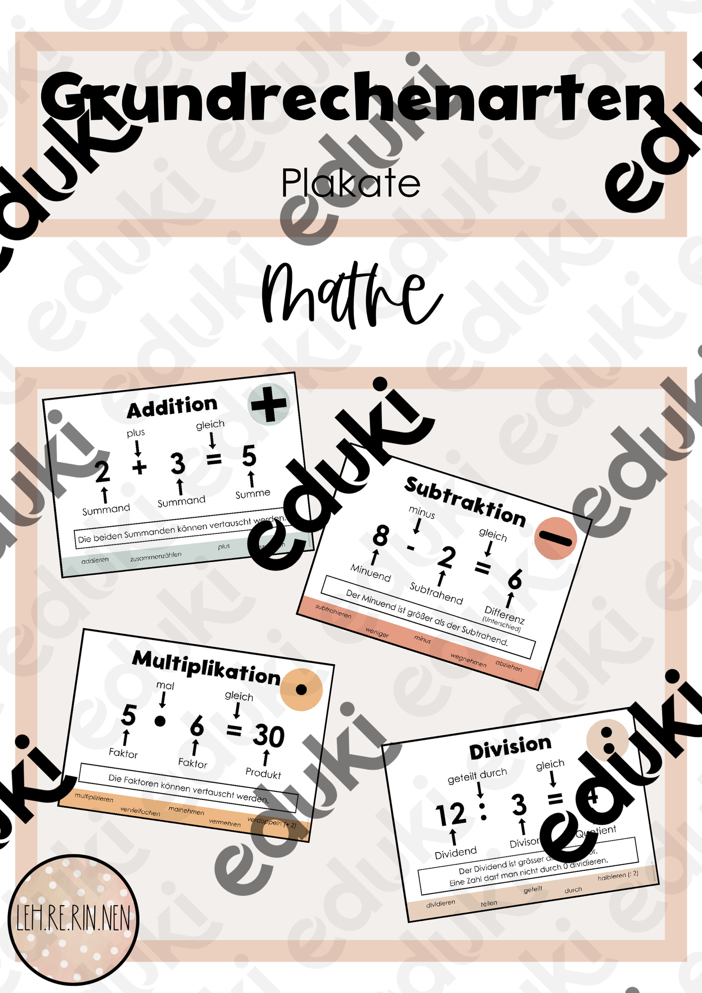 Grundrechenarten - Plakate - Mathe - Freebie – Unterrichtsmaterial im ...