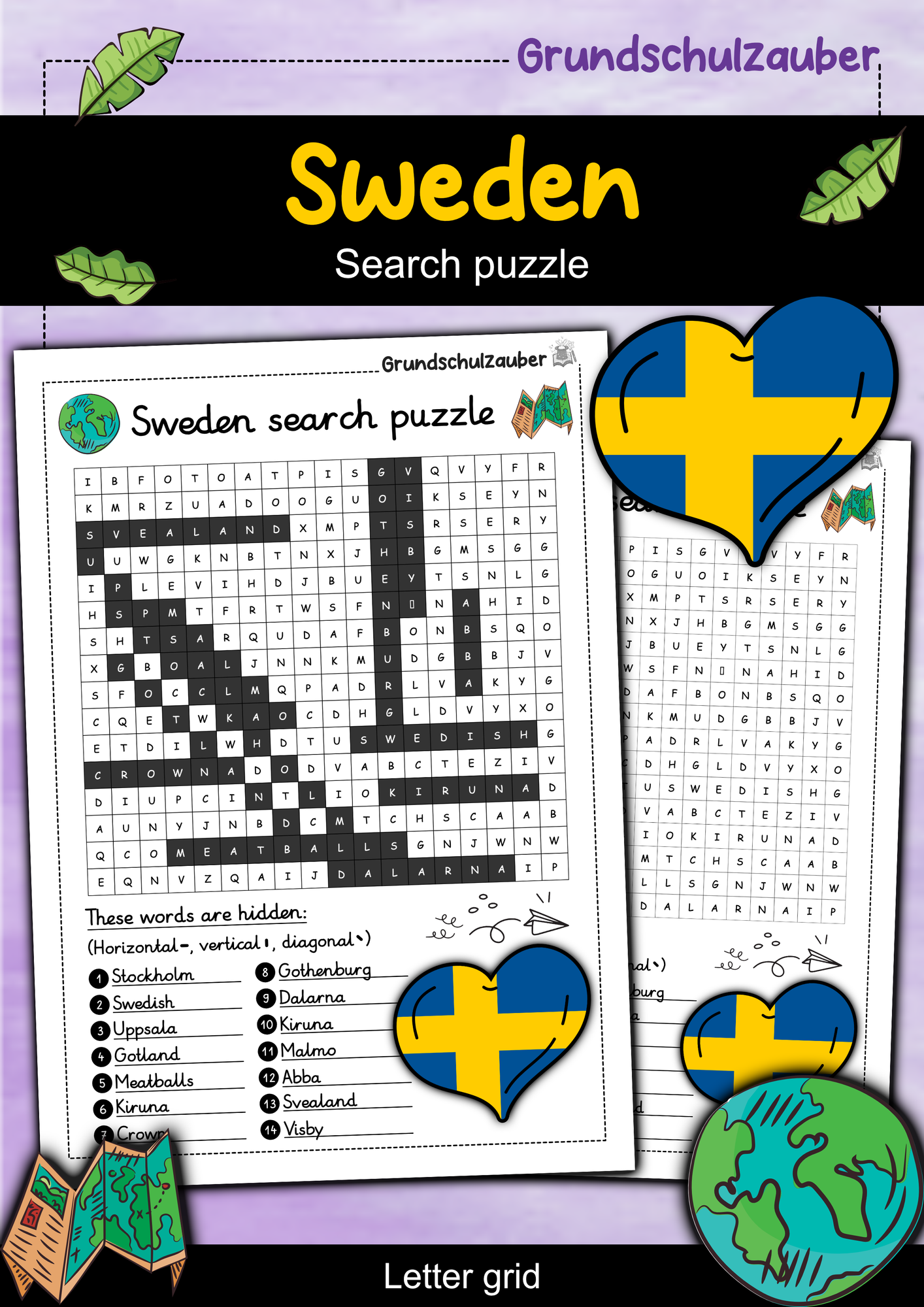 Sweden Search puzzle - Letter grid (English) – Unterrichtsmaterial im ...