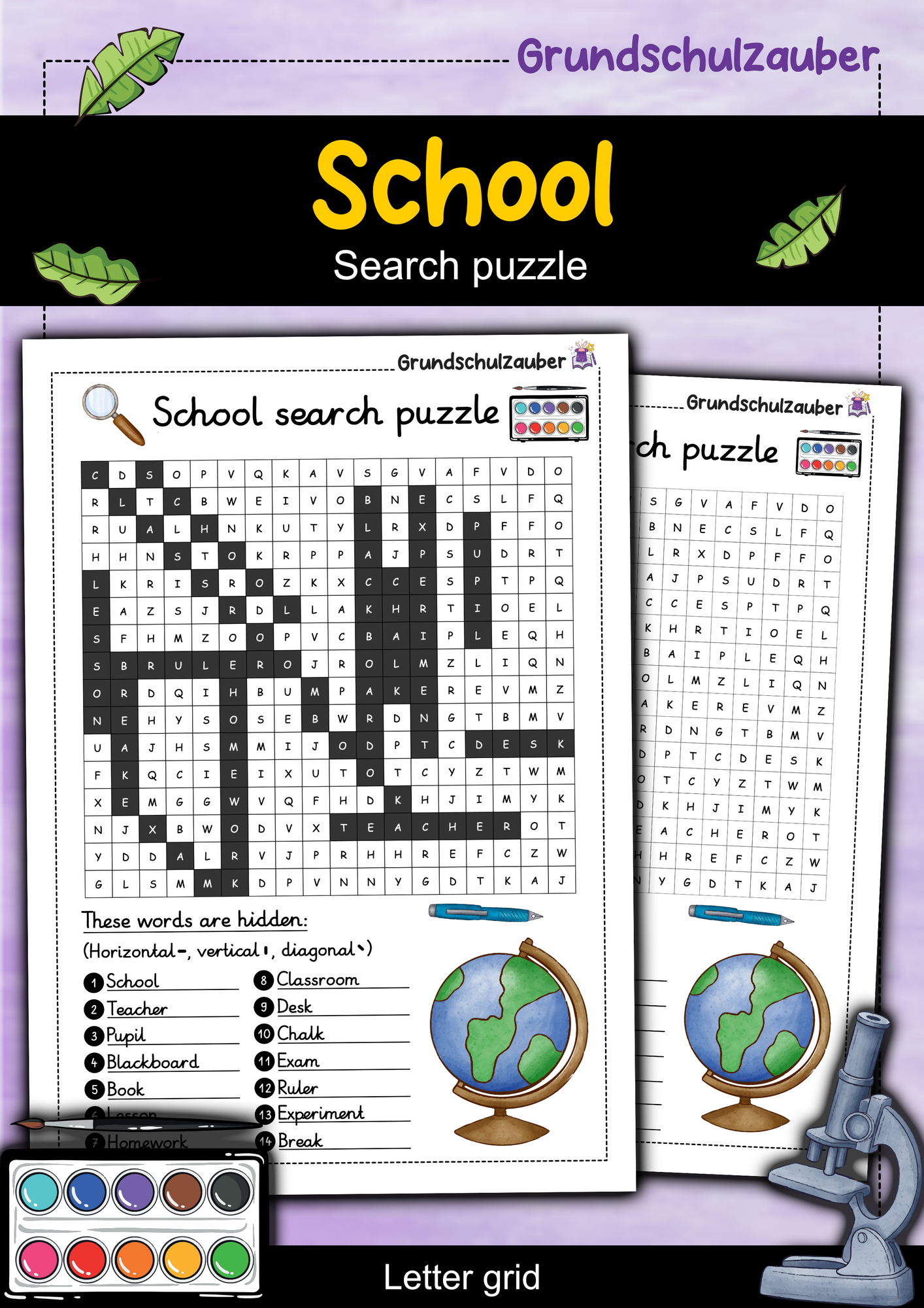 School search puzzle - letter grid (English) – Unterrichtsmaterial in ...
