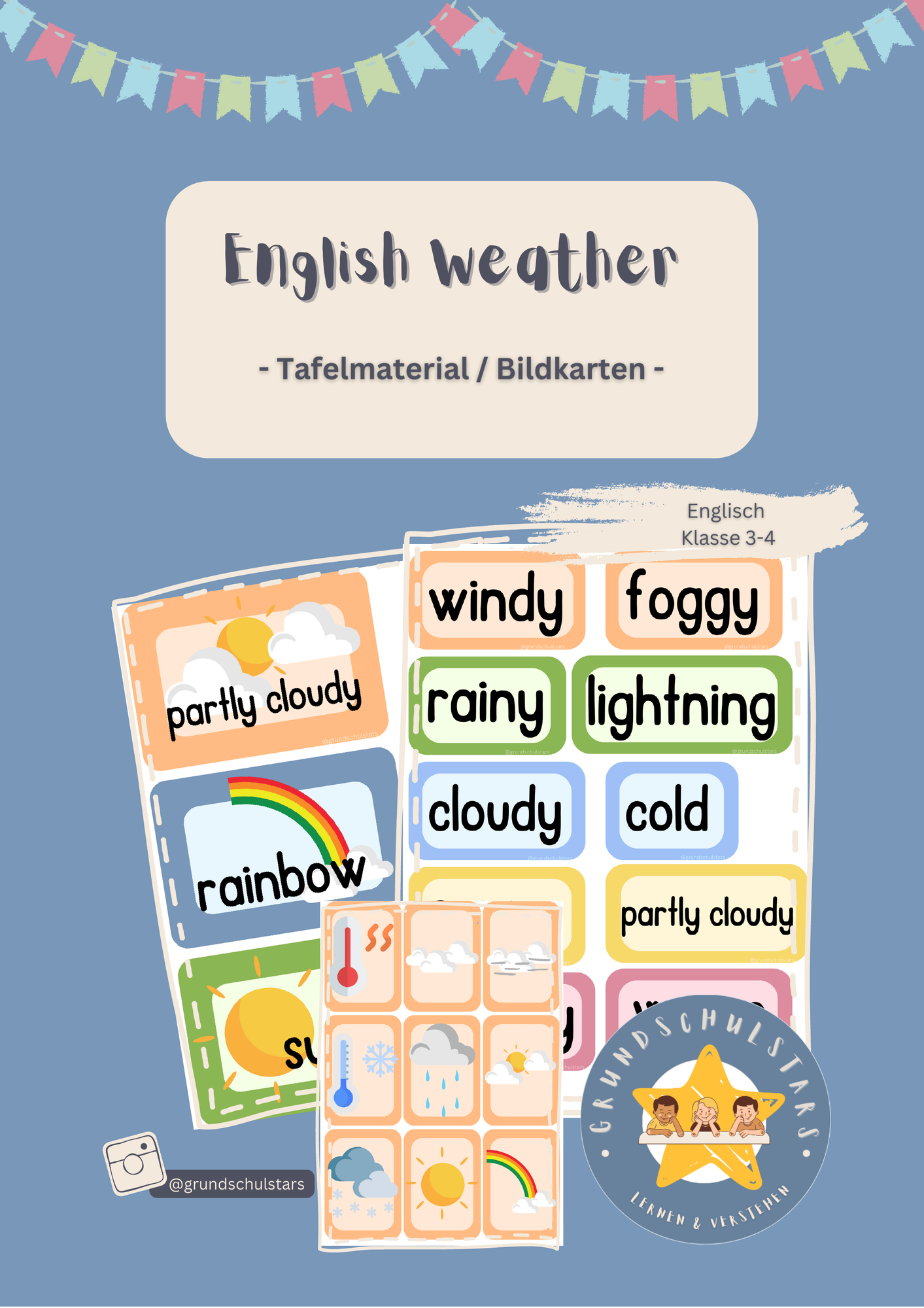 English Weather/ Englisch Wetter - Tafelmaterial Bildkarten ...