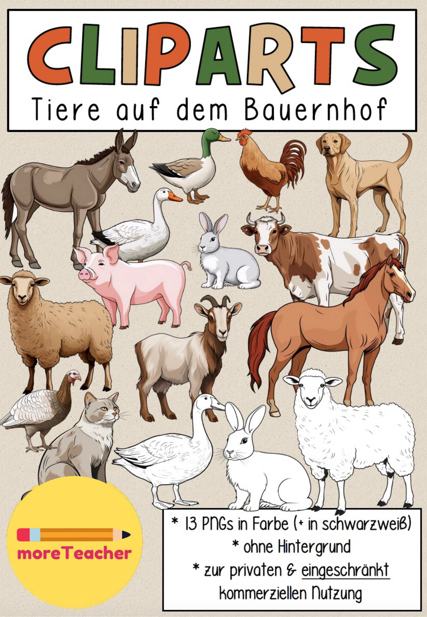 CLIPARTS: Tiere auf dem Bauernhof – Unterrichtsmaterial im Fach ...