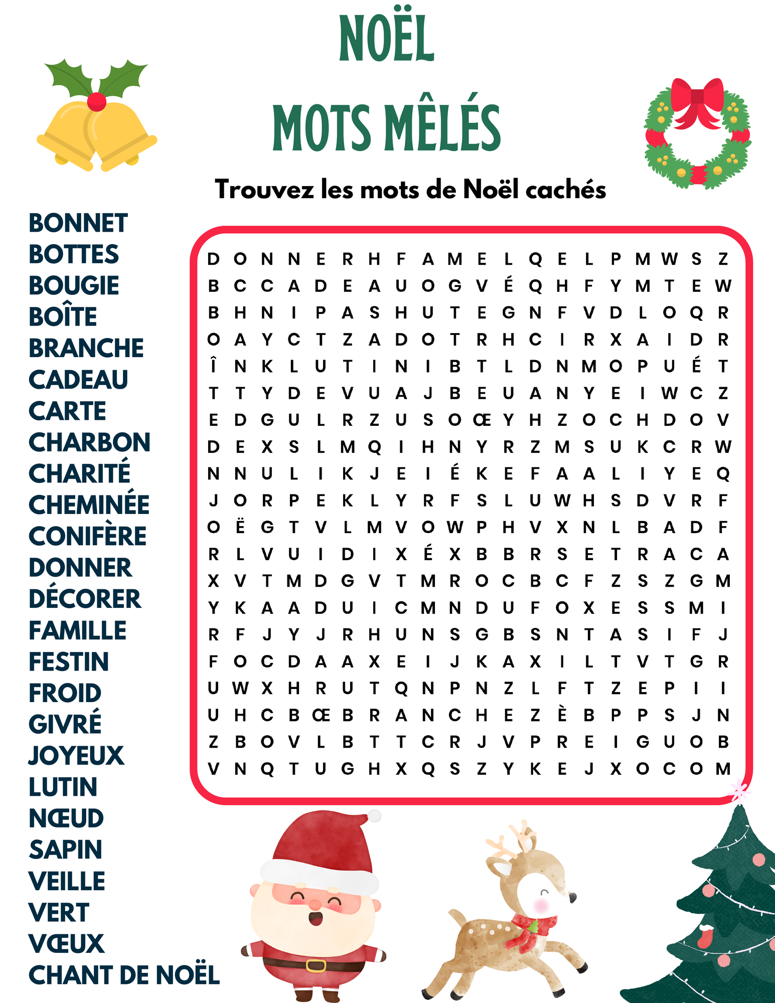Mots Mêlés de Noël: Mots Cachés Noël - Ressource pédagogique pour ton ...