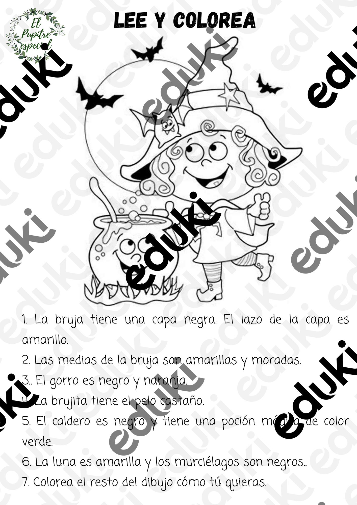 LEE Y COLOREA HALLOWEEN - material de la siguiente asignatura Lengua y ...