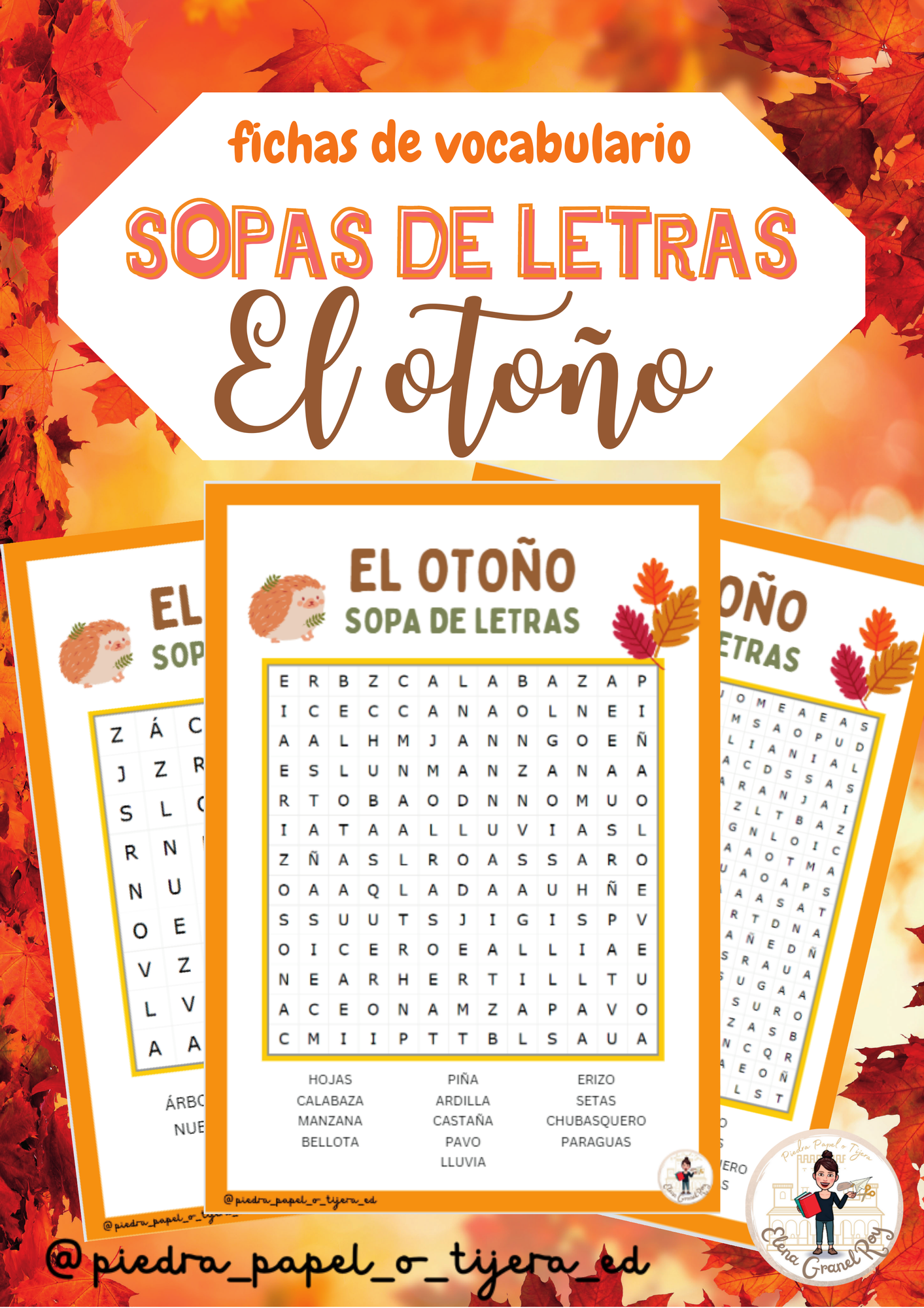 Sopas de letras EL OTOÑO diferentes niveles - material didáctico de las ...