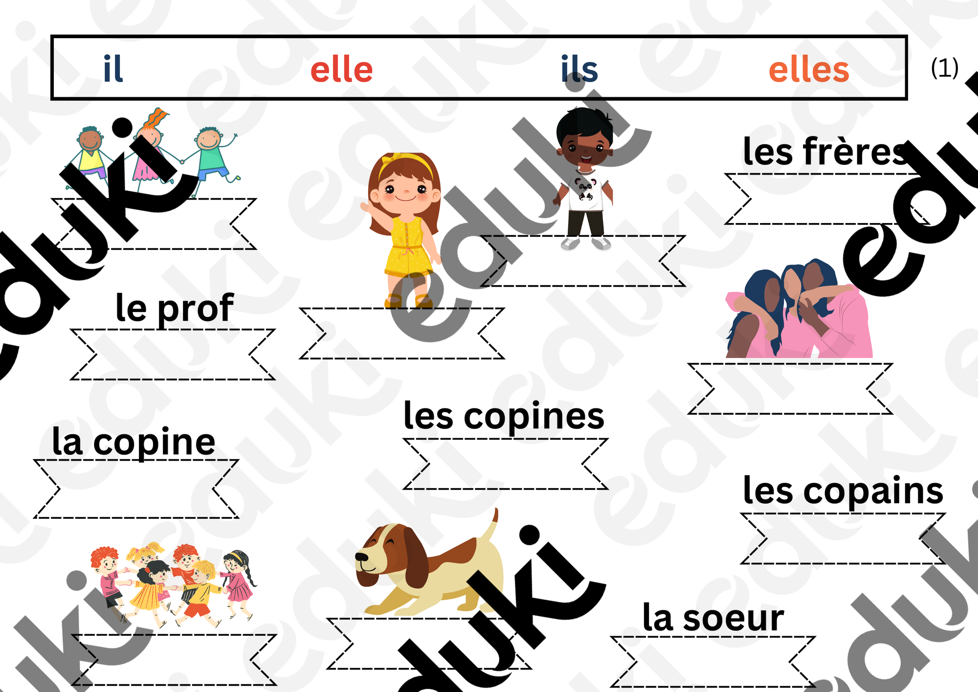 Personalpronomen il elle ils elles unterscheiden - Verben auf -er ...