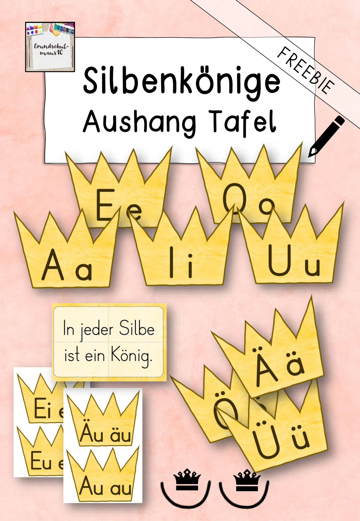 Silbenkönige Aushang Tafelmaterial Vokale – Unterrichtsmaterial im Fach ...