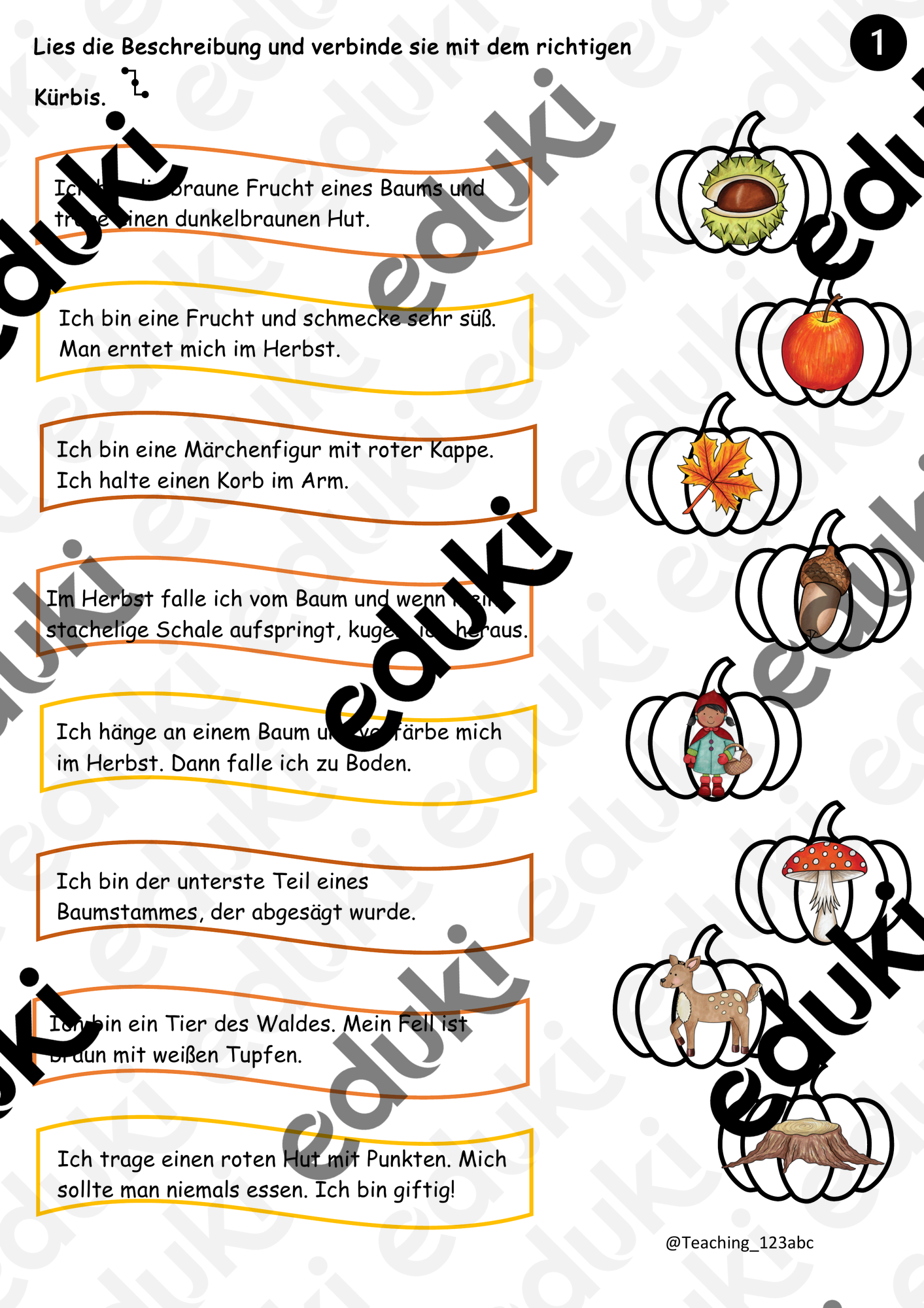 Lesen und Verbinden - Herbst – Unterrichtsmaterial im Fach Deutsch