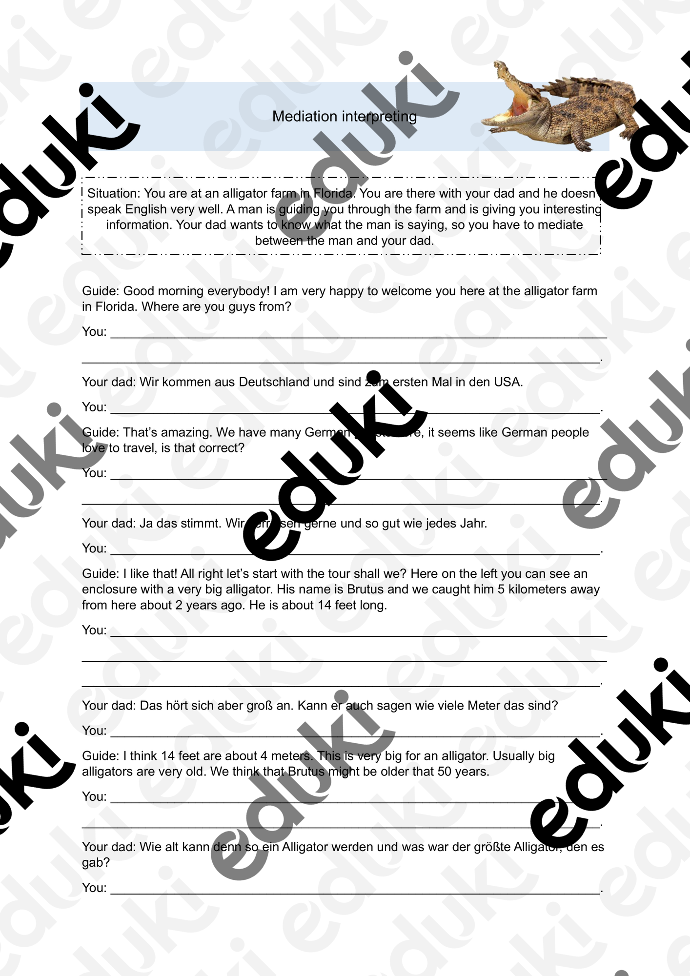 Mediation - 3 Übungen – Unterrichtsmaterial im Fach Englisch