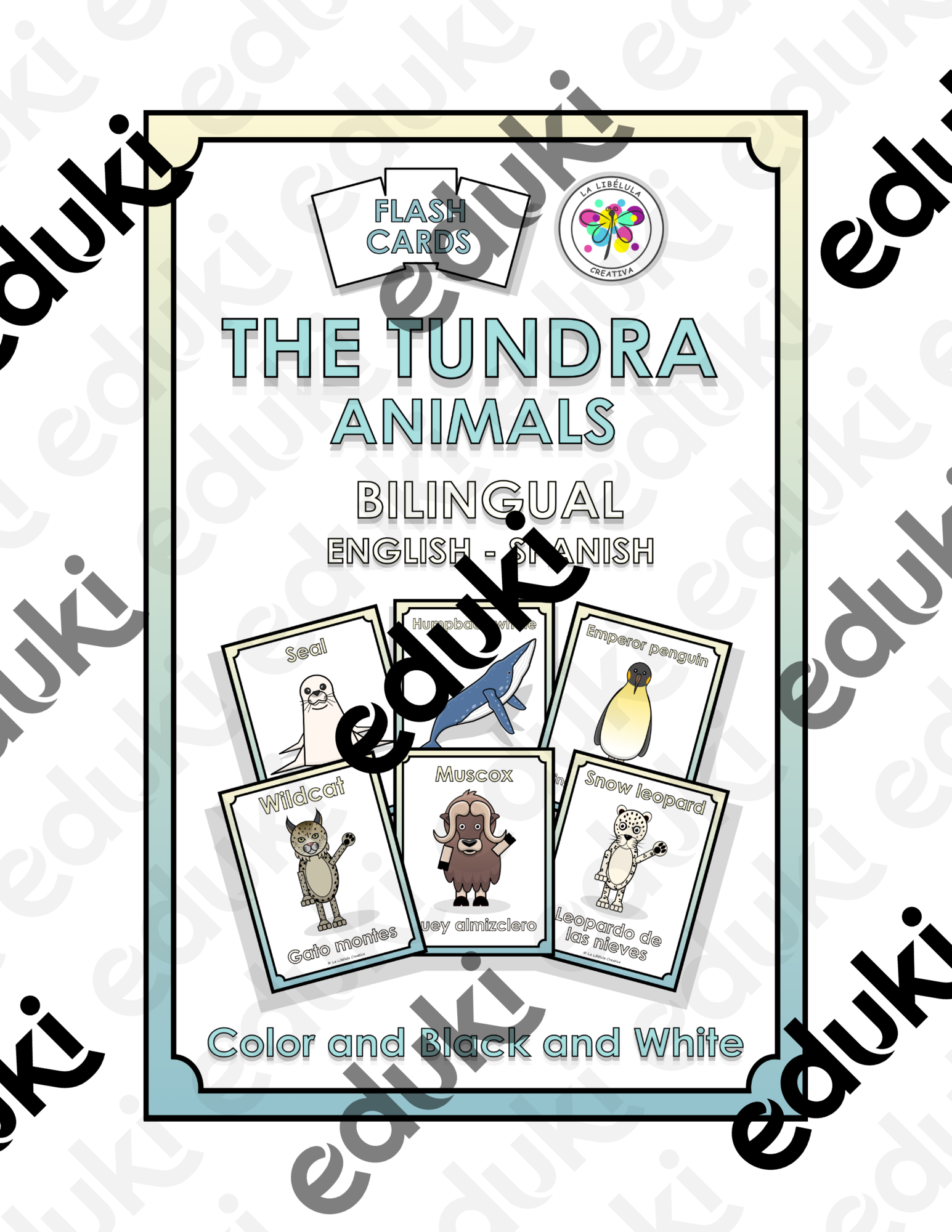 FLASH CARDS TUNDRA ANIMALS BILINGUAL ENGLISH SPANISH - material ...