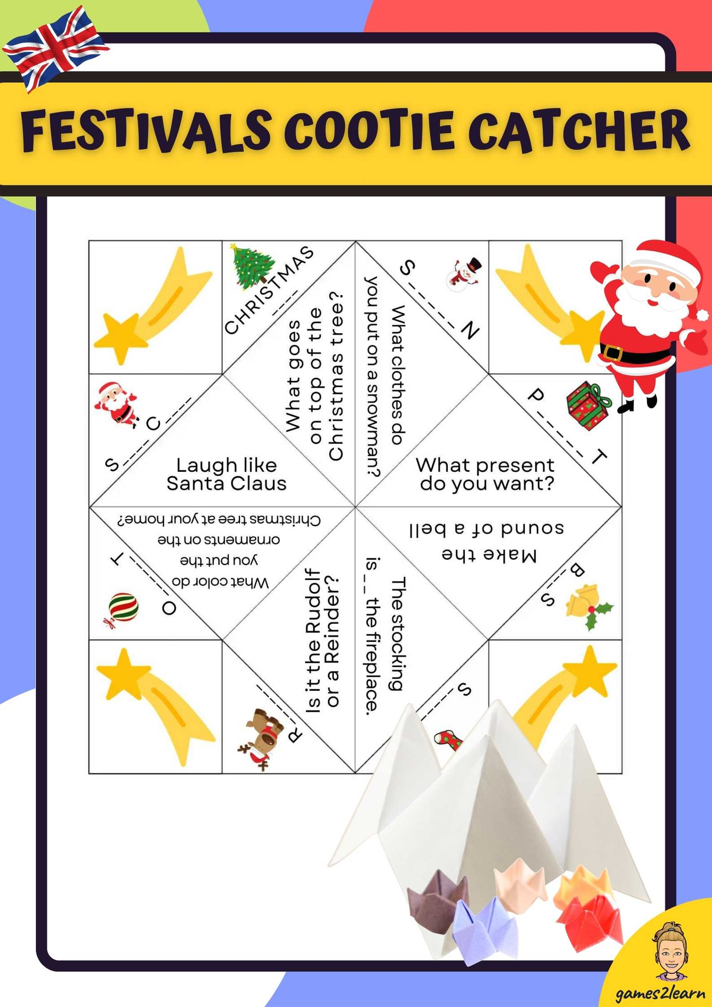 CHRISTMAS COOTIE CATCHER - material de la siguiente asignatura Inglés ...