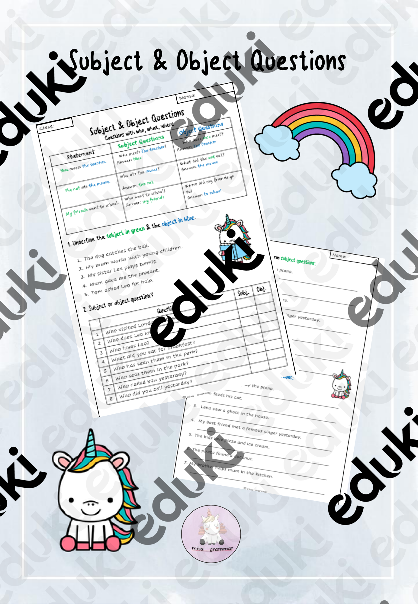 Subject and Object Questions – Unterrichtsmaterial im Fach Englisch