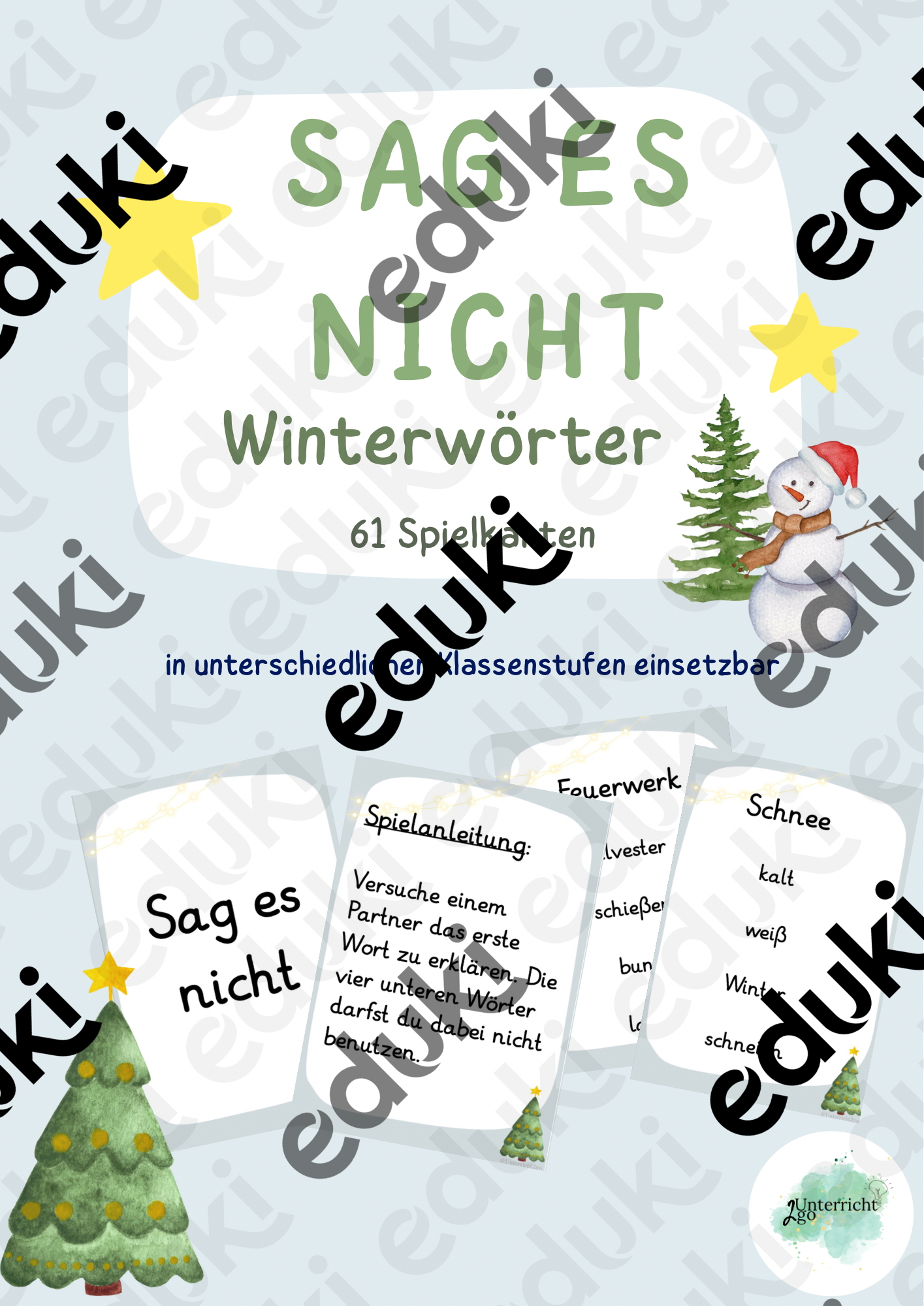 Sag es nicht (Winterwörter) - Spiel – Unterrichtsmaterial im Fach ...
