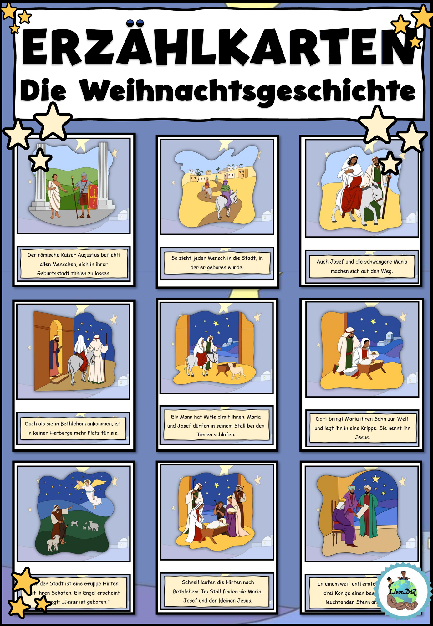 Erzählkarten / Bildkarten / Wortkarten "die Weihnachtsgeschichte" DaZ ...