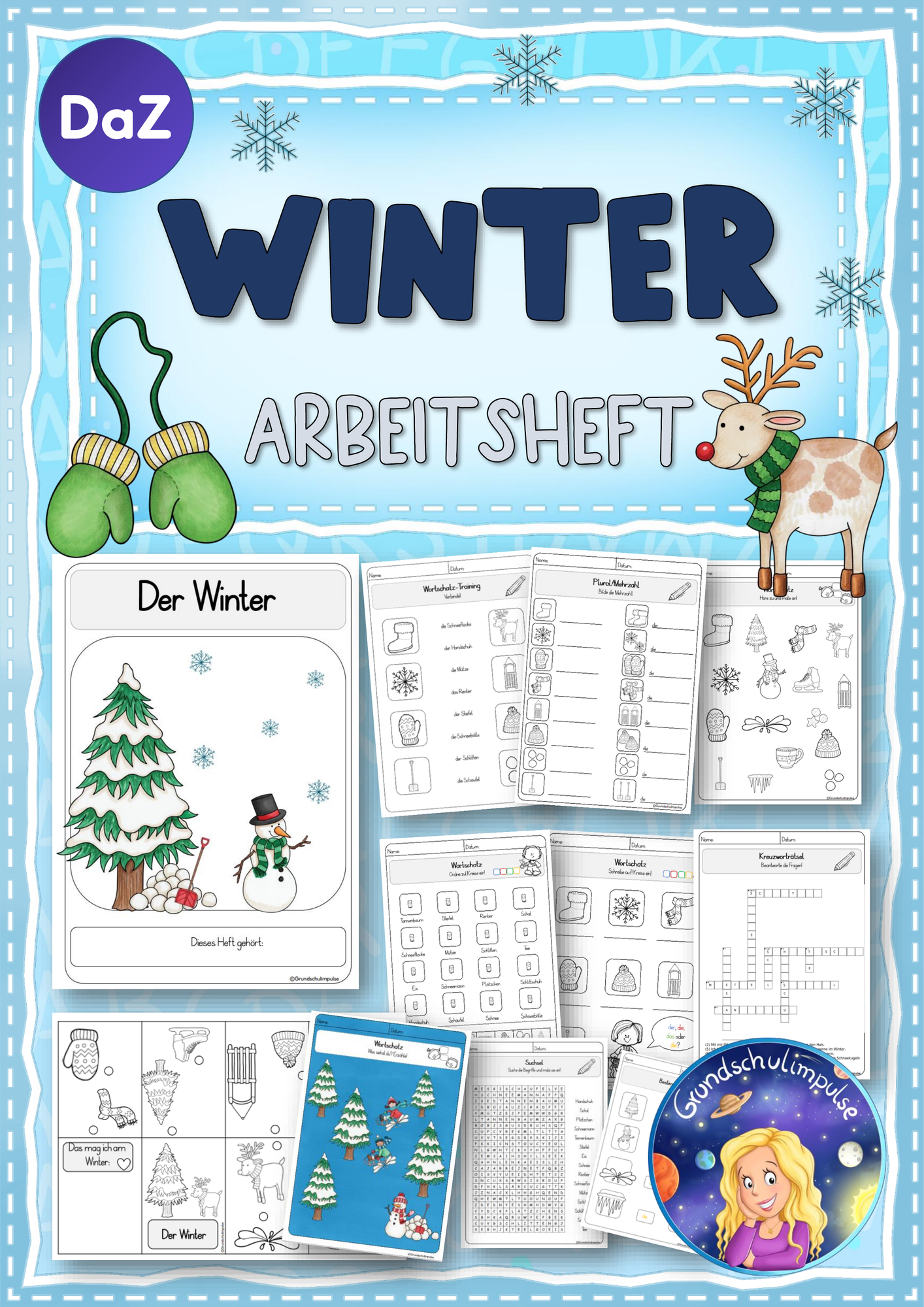 Winter: Arbeitsheft (DaZ) – Unterrichtsmaterial im Fach Digitale Bildung