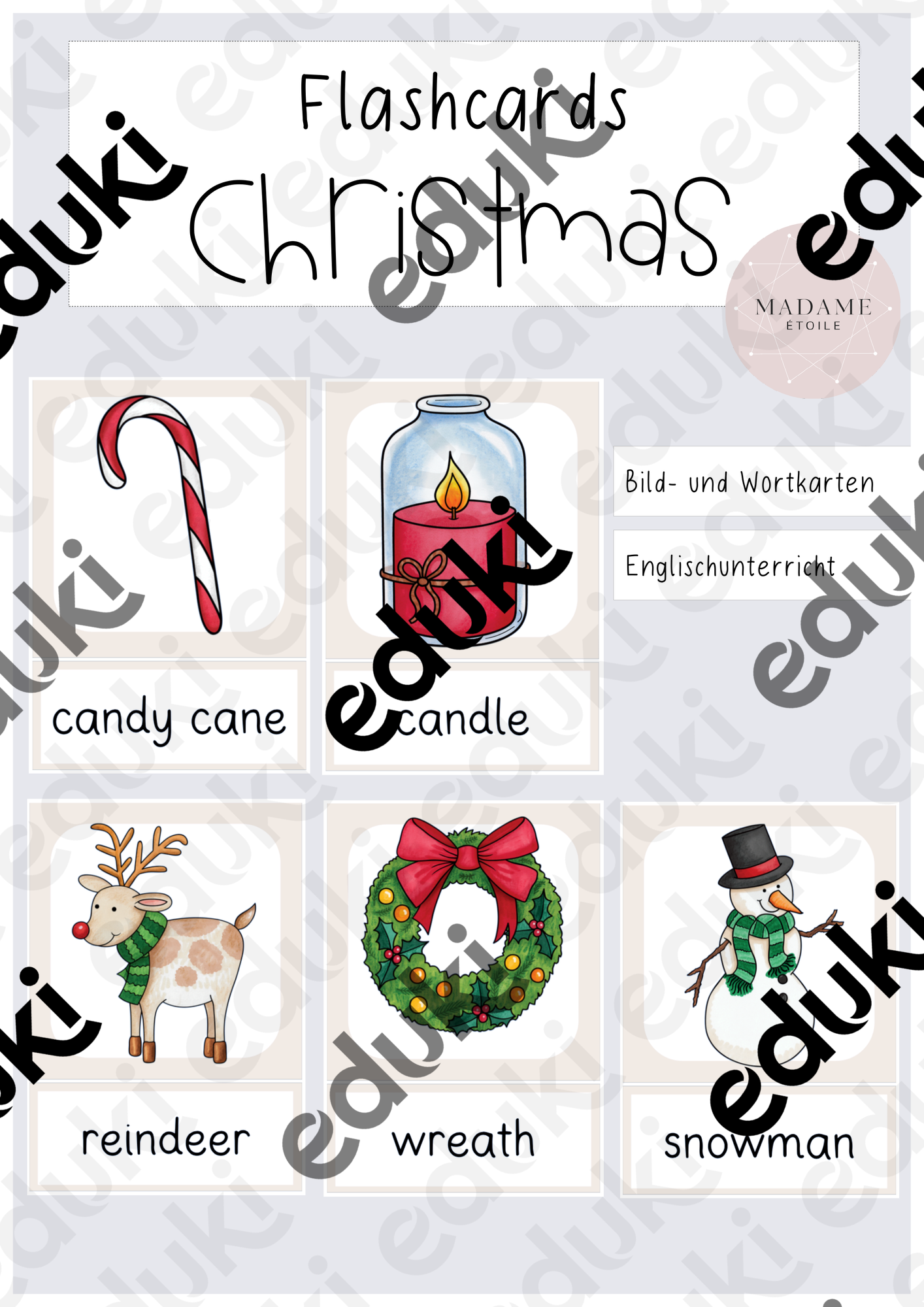 Christmas Flashcards Weihnachten – Unterrichtsmaterial im Fach Englisch