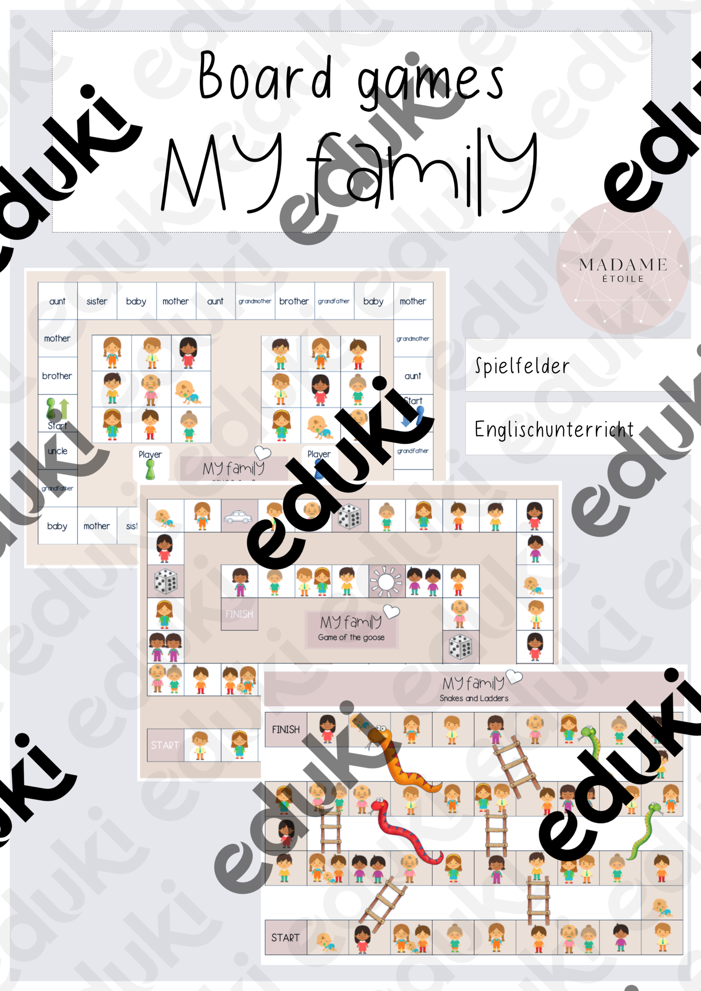 My family Board games Familie – Unterrichtsmaterial im Fach Englisch