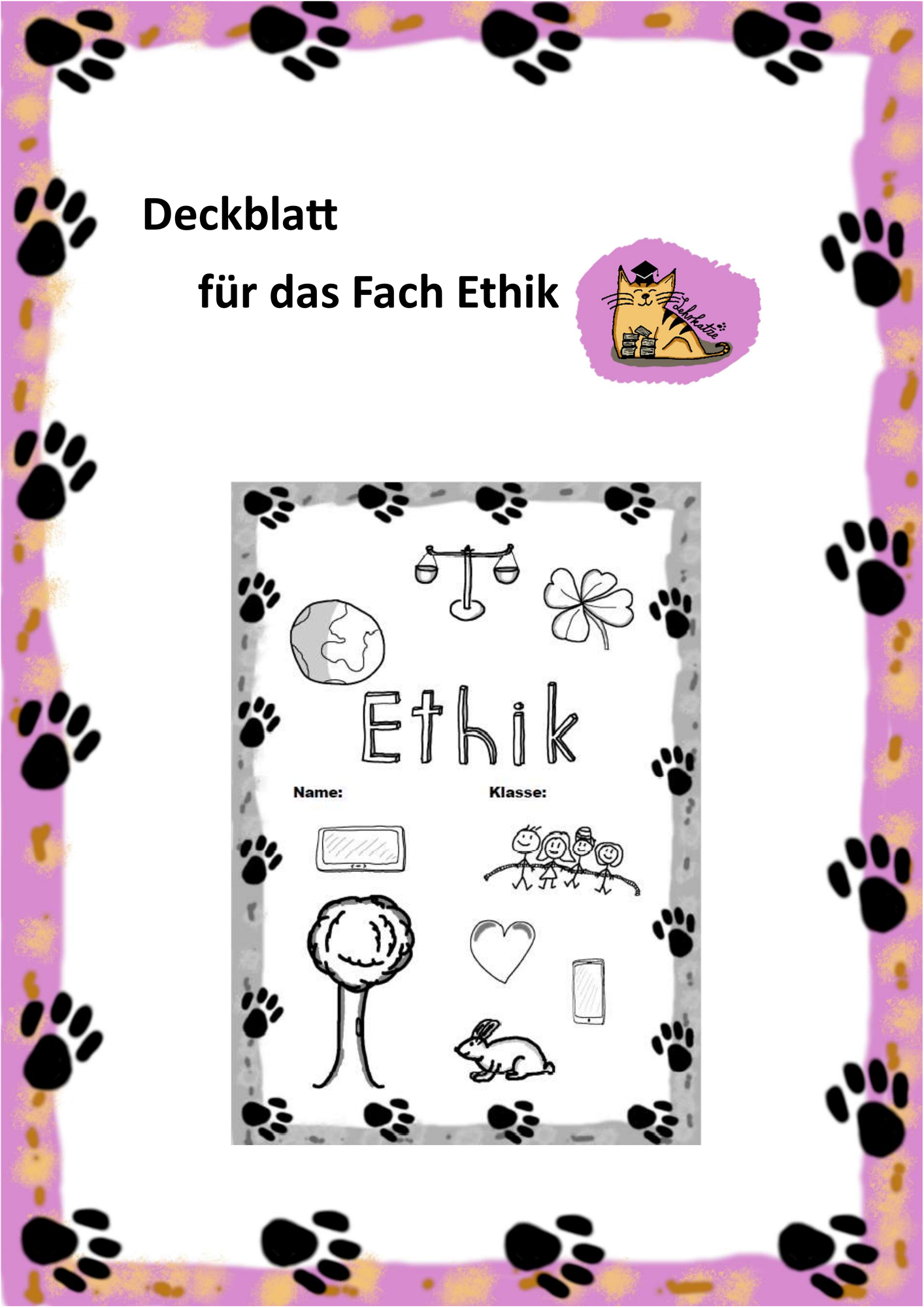 Deckblatt Ethik - FREEBIE – Unterrichtsmaterial im Fach Ethik & Werte ...
