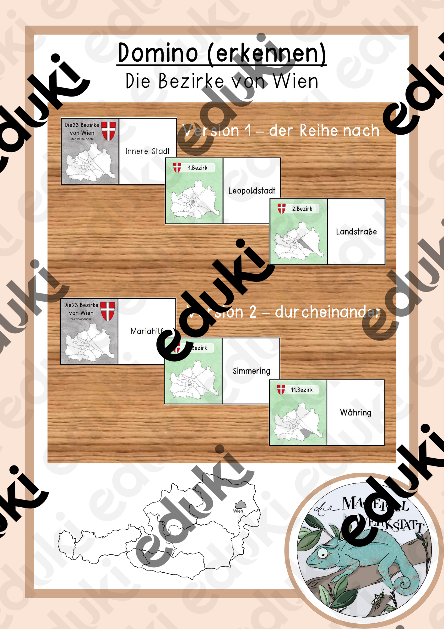 Wien - Domino Bezirke erkennen und zuordnen – Unterrichtsmaterial im ...