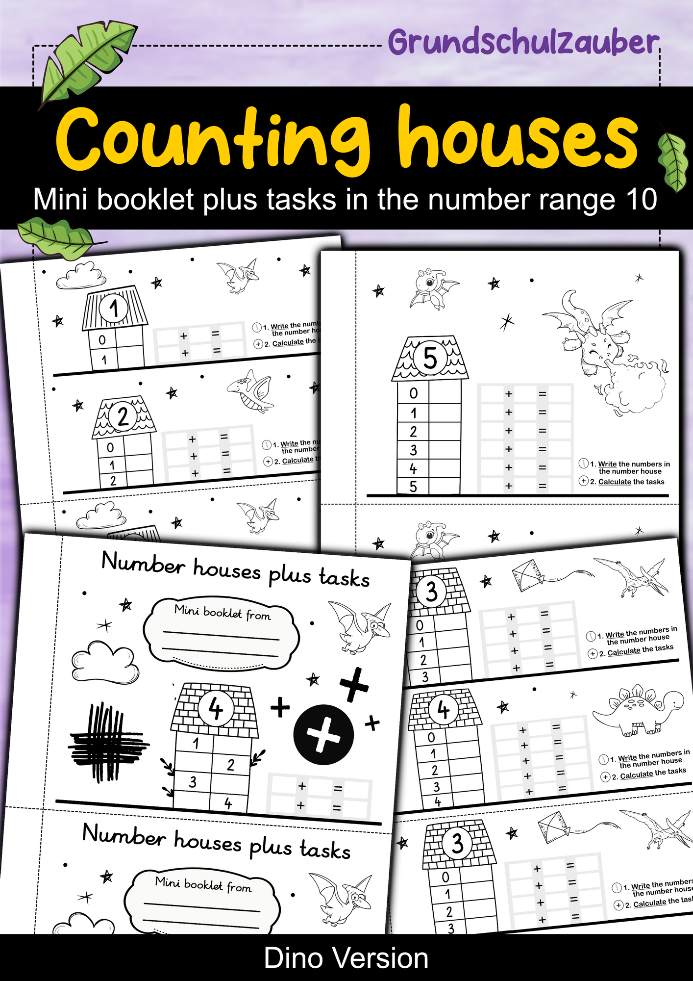 Number Houses - Dinosaurs Version - Mini Booklet Plus Tasks Number ...