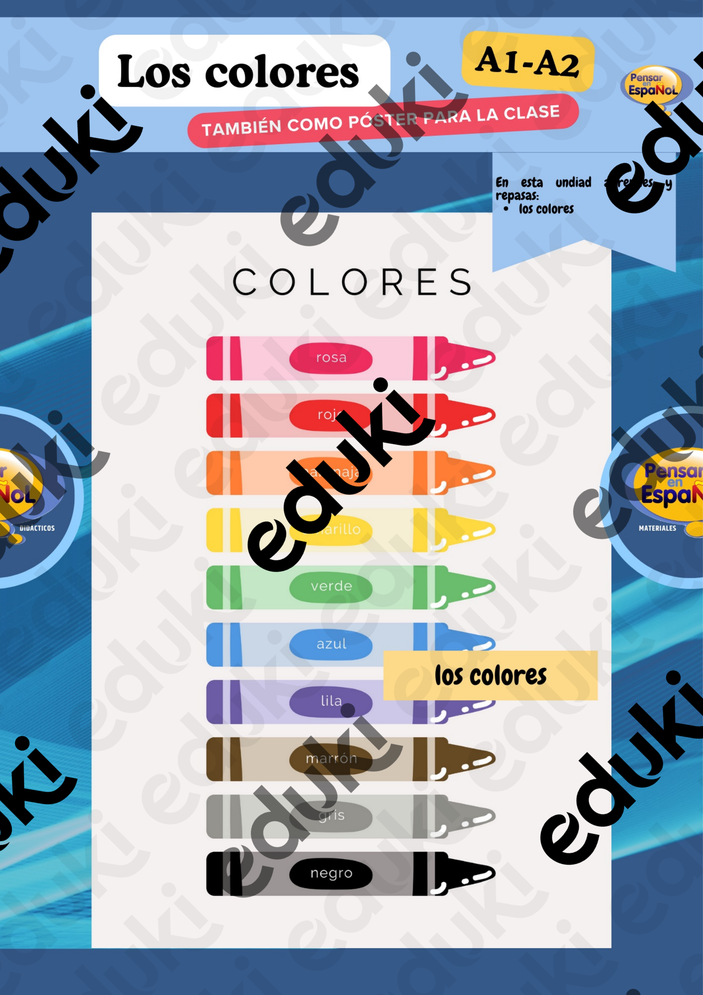Los colores . Póster - Español - ELE - material de la siguiente ...