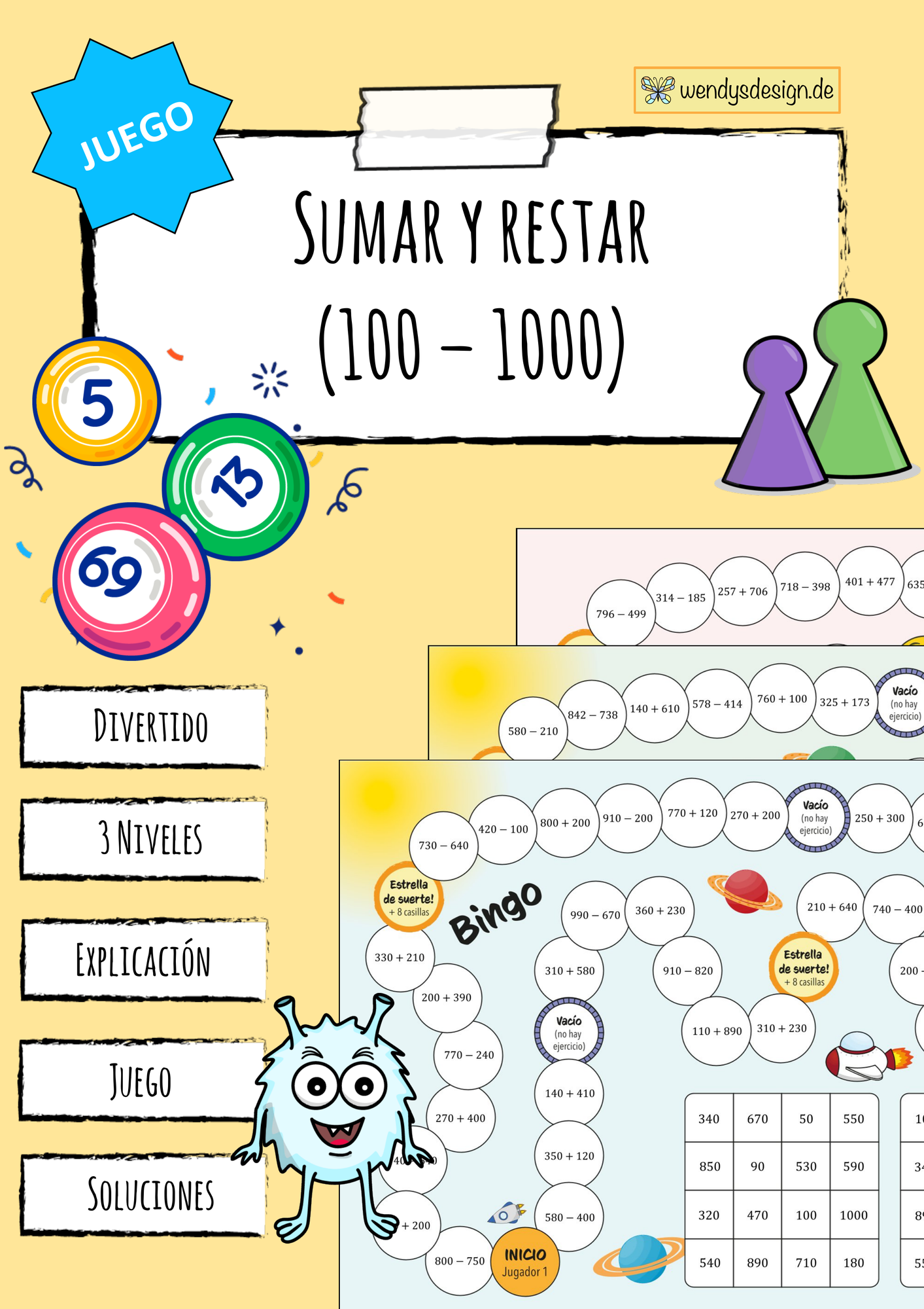 Sumas y restas hasta 1000 - Juego - material de la siguiente asignatura ...