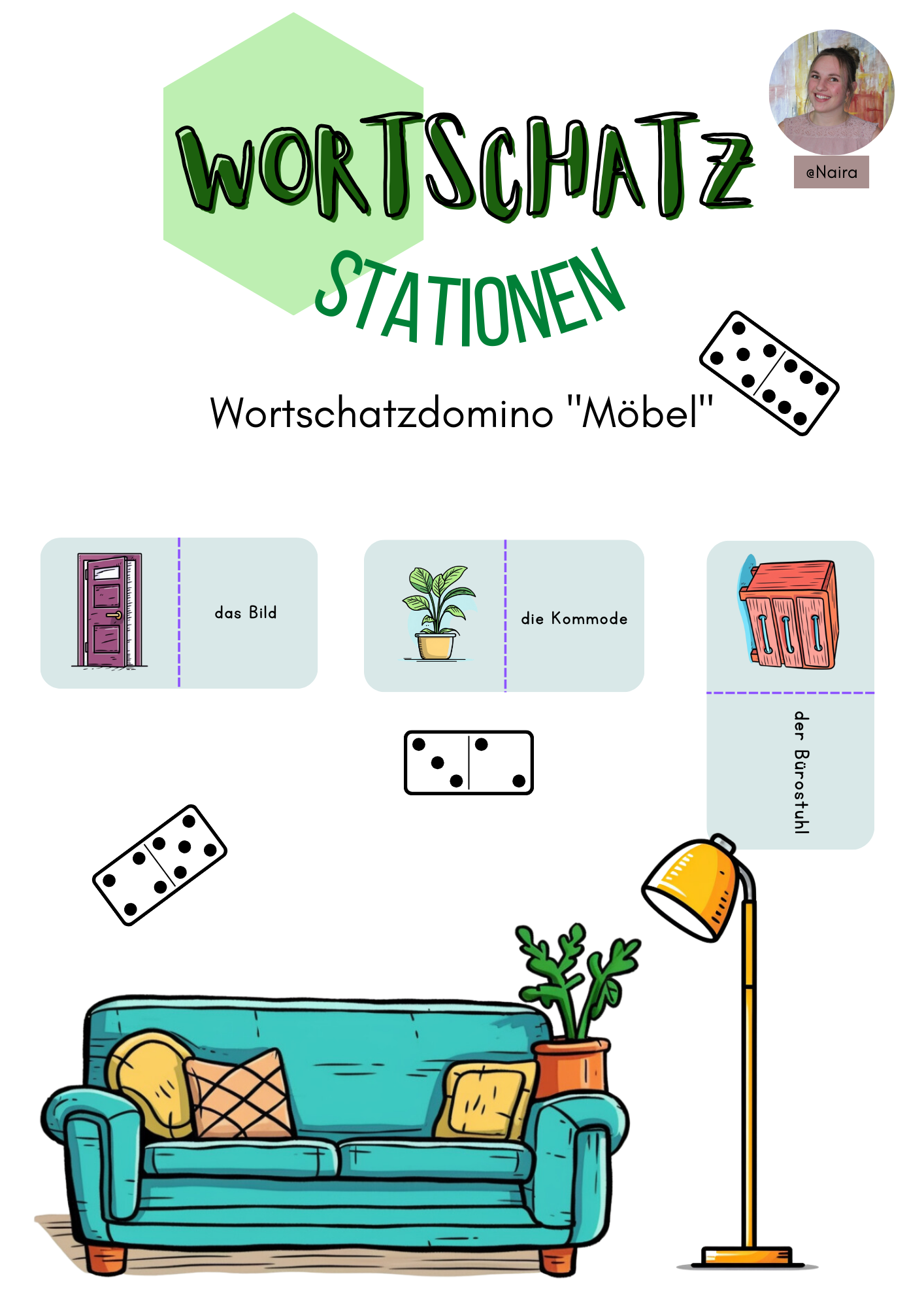 Wortschatz "Möbel": Domino – Unterrichtsmaterial in den Fächern DaZ/DaF ...