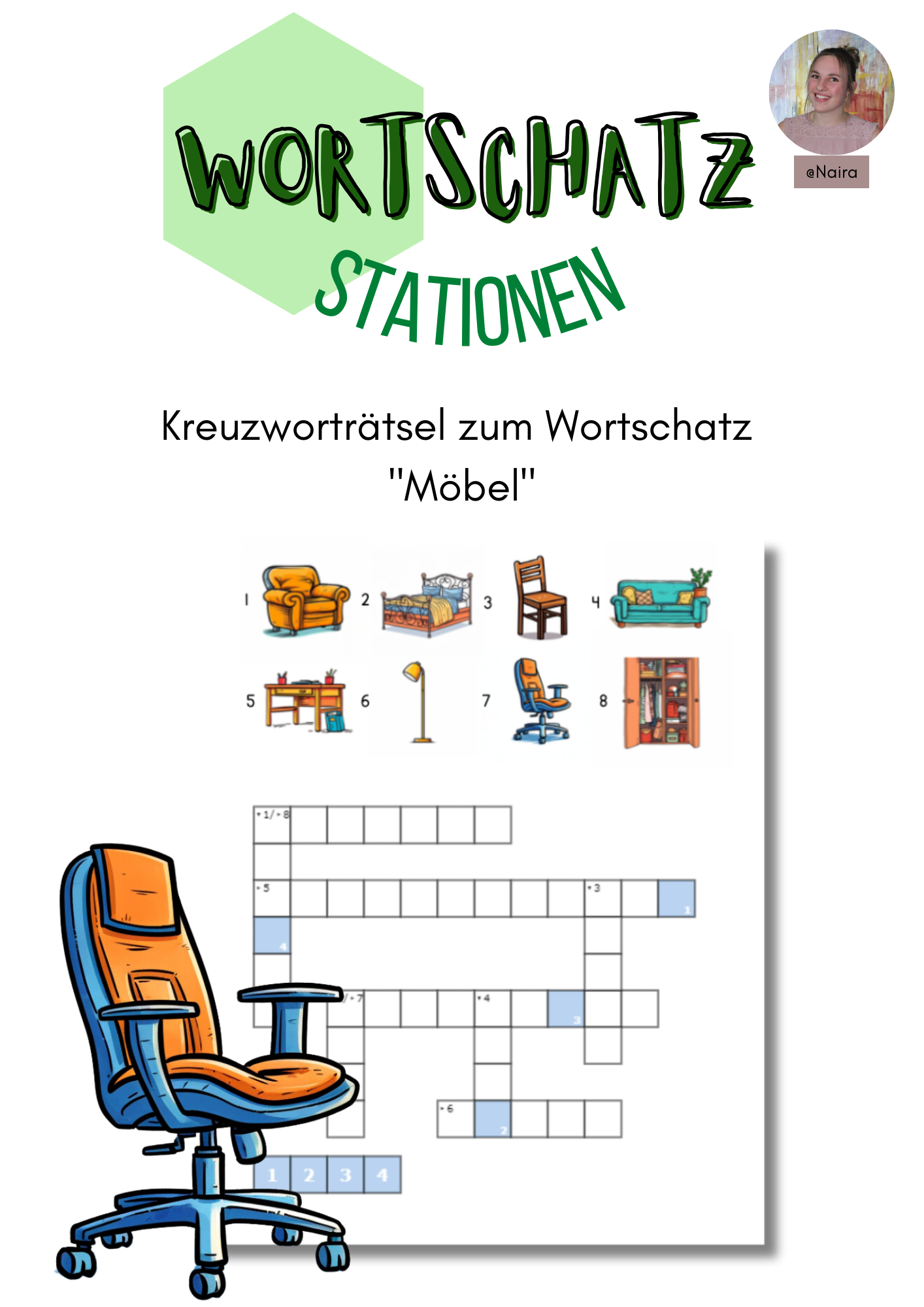 Wortschatz "Möbel": Kreuzworträtsel – Unterrichtsmaterial in den ...