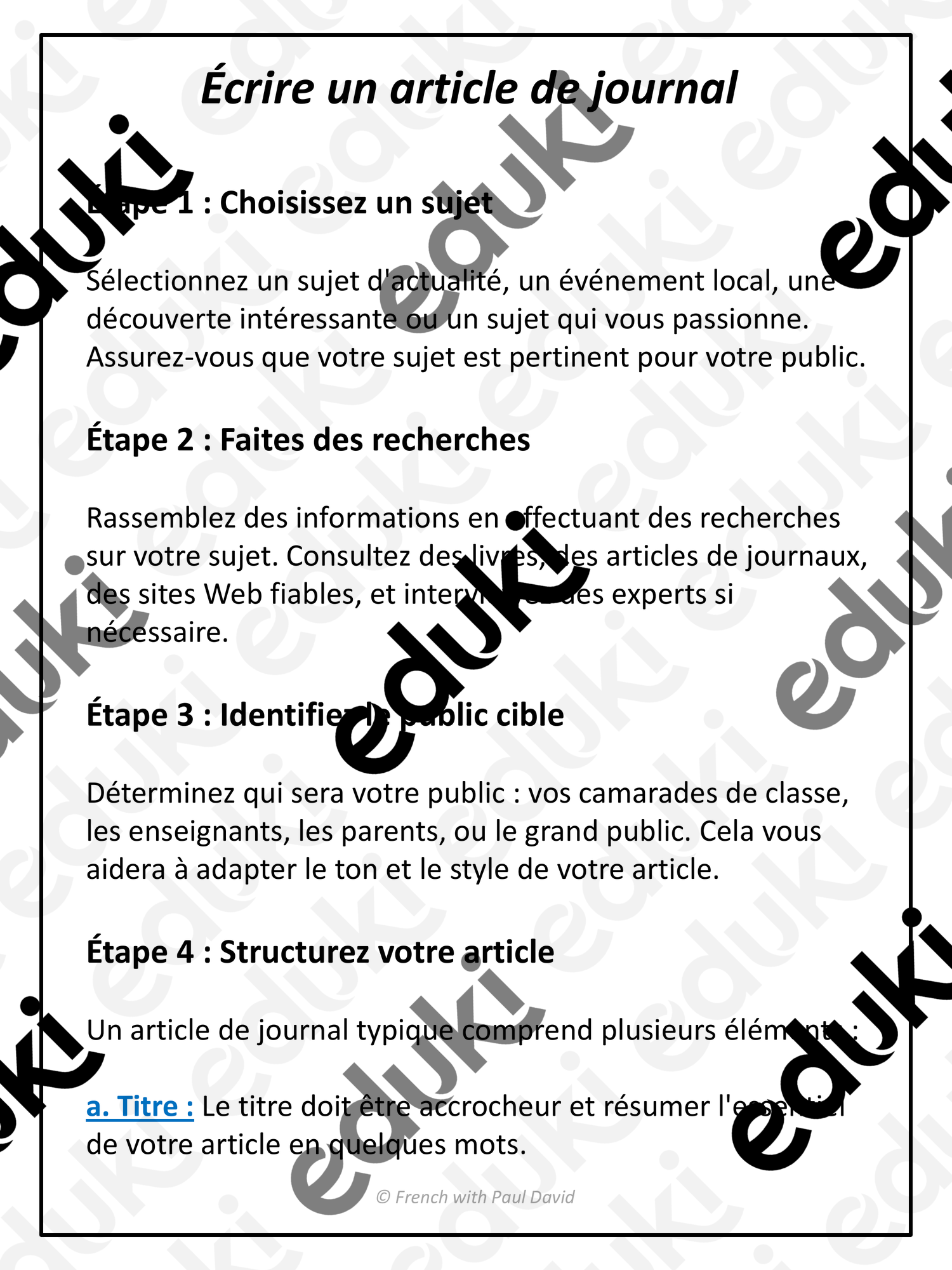 Écrire un article de journal : étapes, structure, et idées d'exercices ...