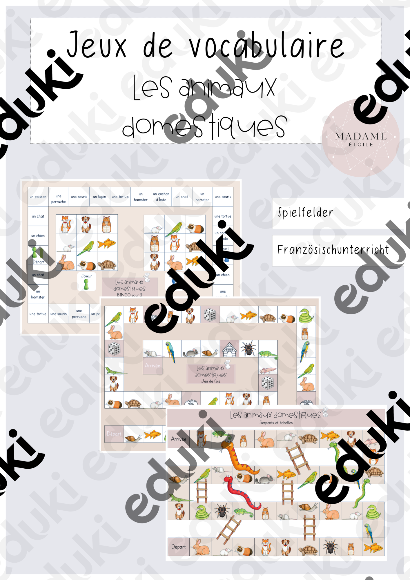Les animaux domestiques Spielfelder Haustiere – Unterrichtsmaterial im ...