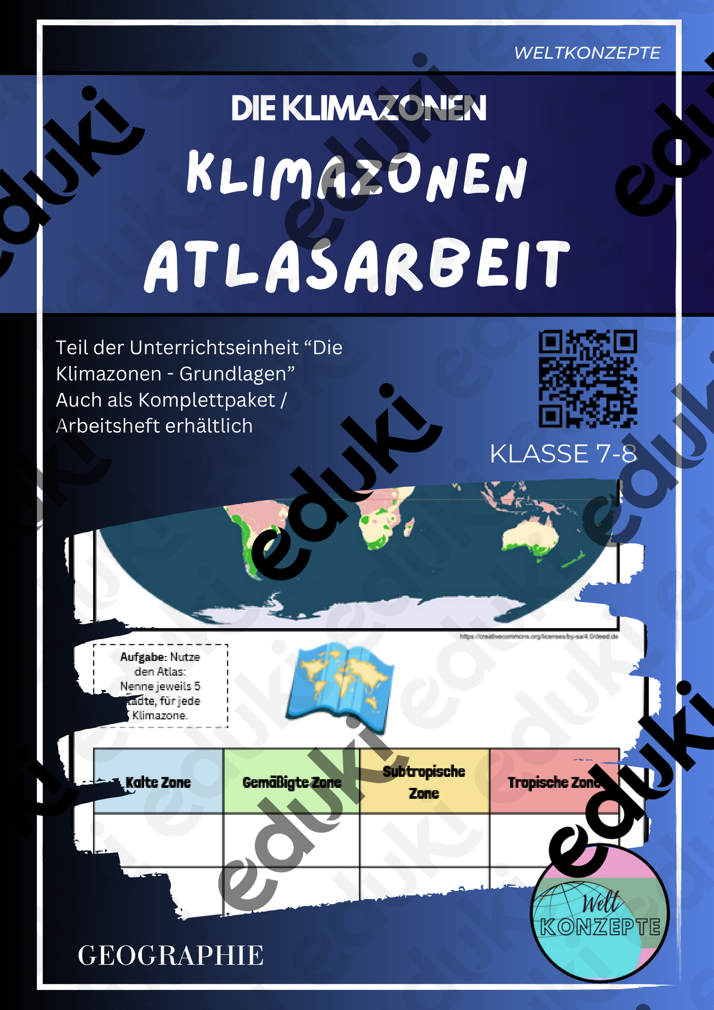 Klimazonen - Atlasarbeit – Unterrichtsmaterial im Fach Erdkunde