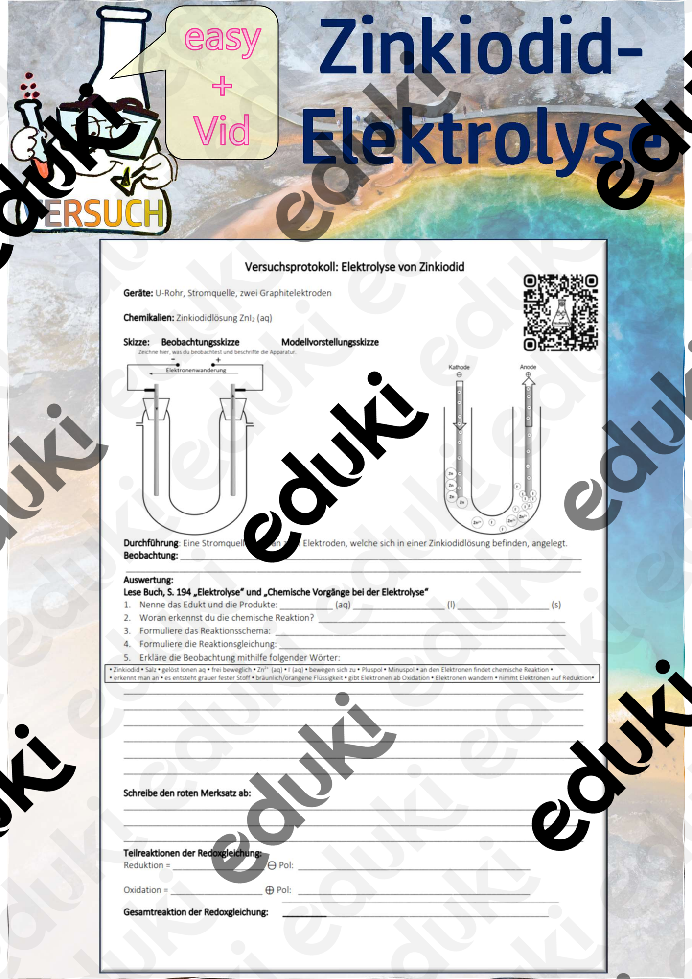 Chemie | Redoxreaktion Versuch Zinkiodid Elektrolyse ...